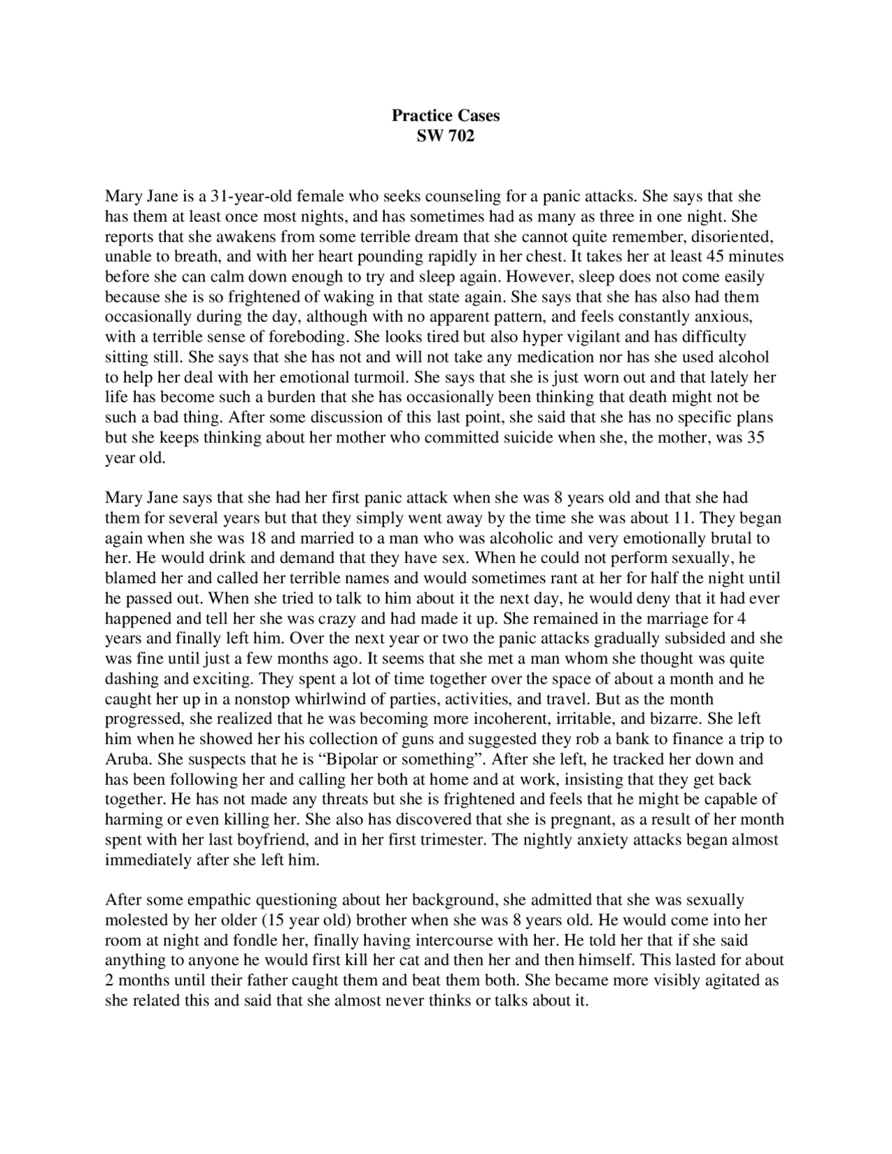 Assignment for Panic Attacks - Substance Misuse, Risk Management | SW ...