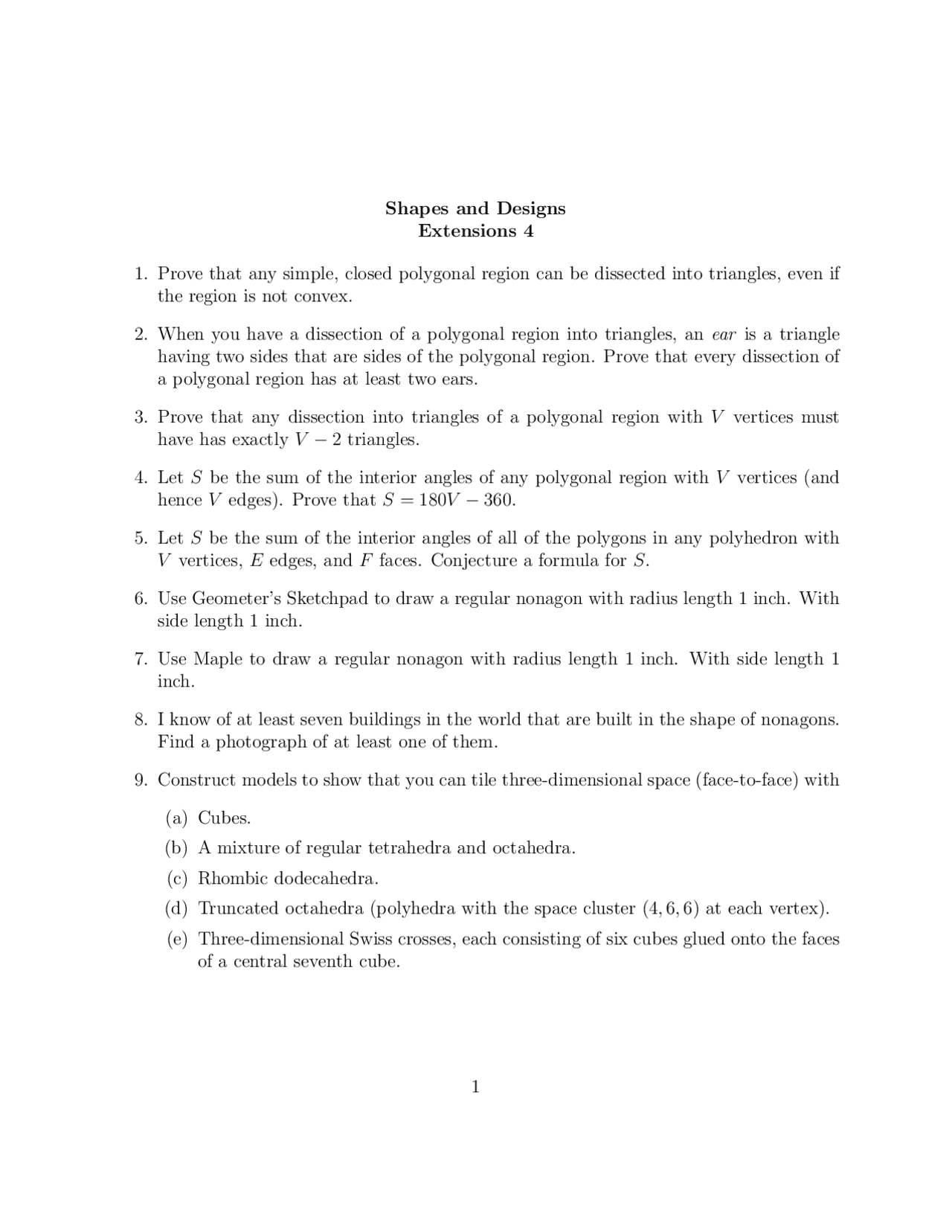 Shapes And Designs Assignment Ma 241 Docsity