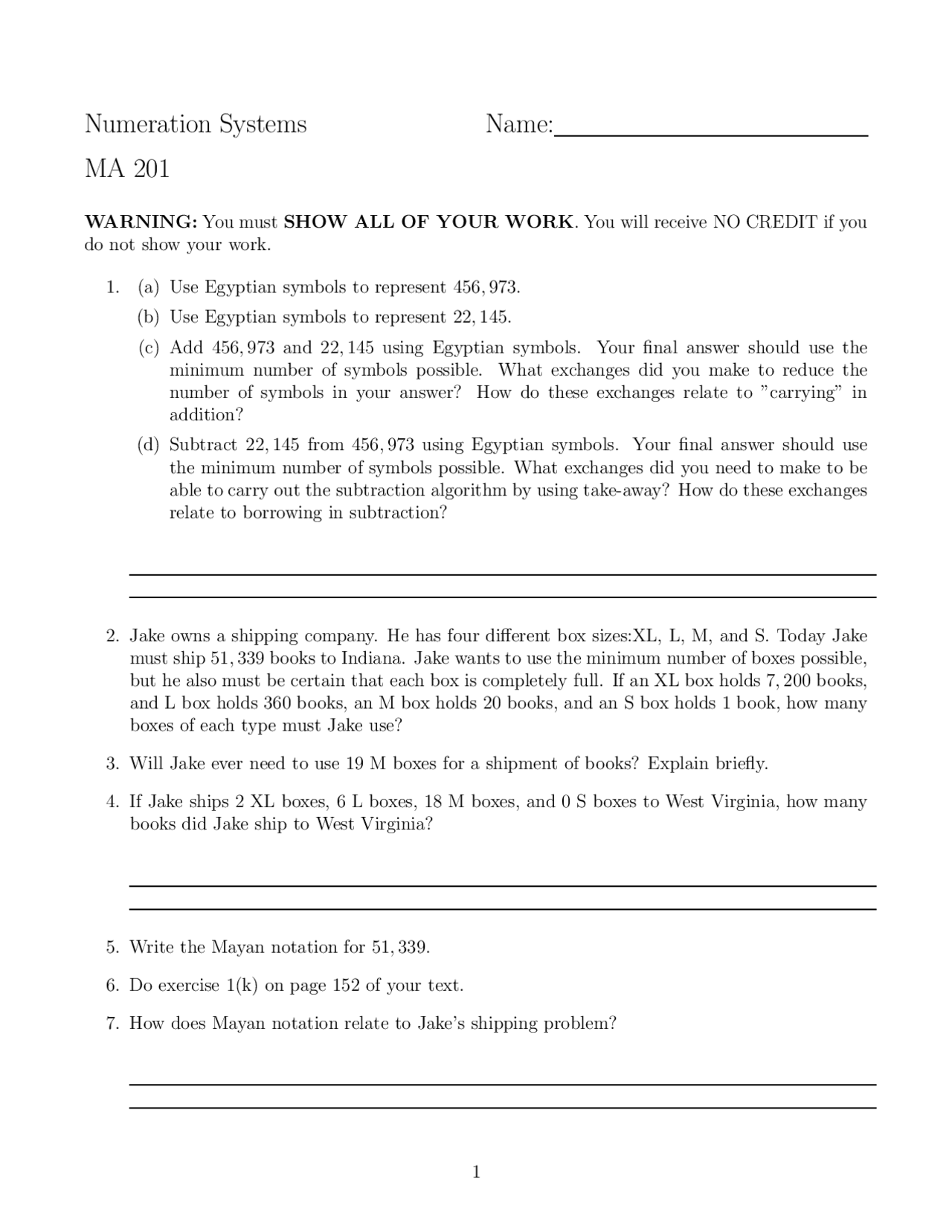 Numeration Systems Mathematics For Elementary Teachers Ma 201 Docsity