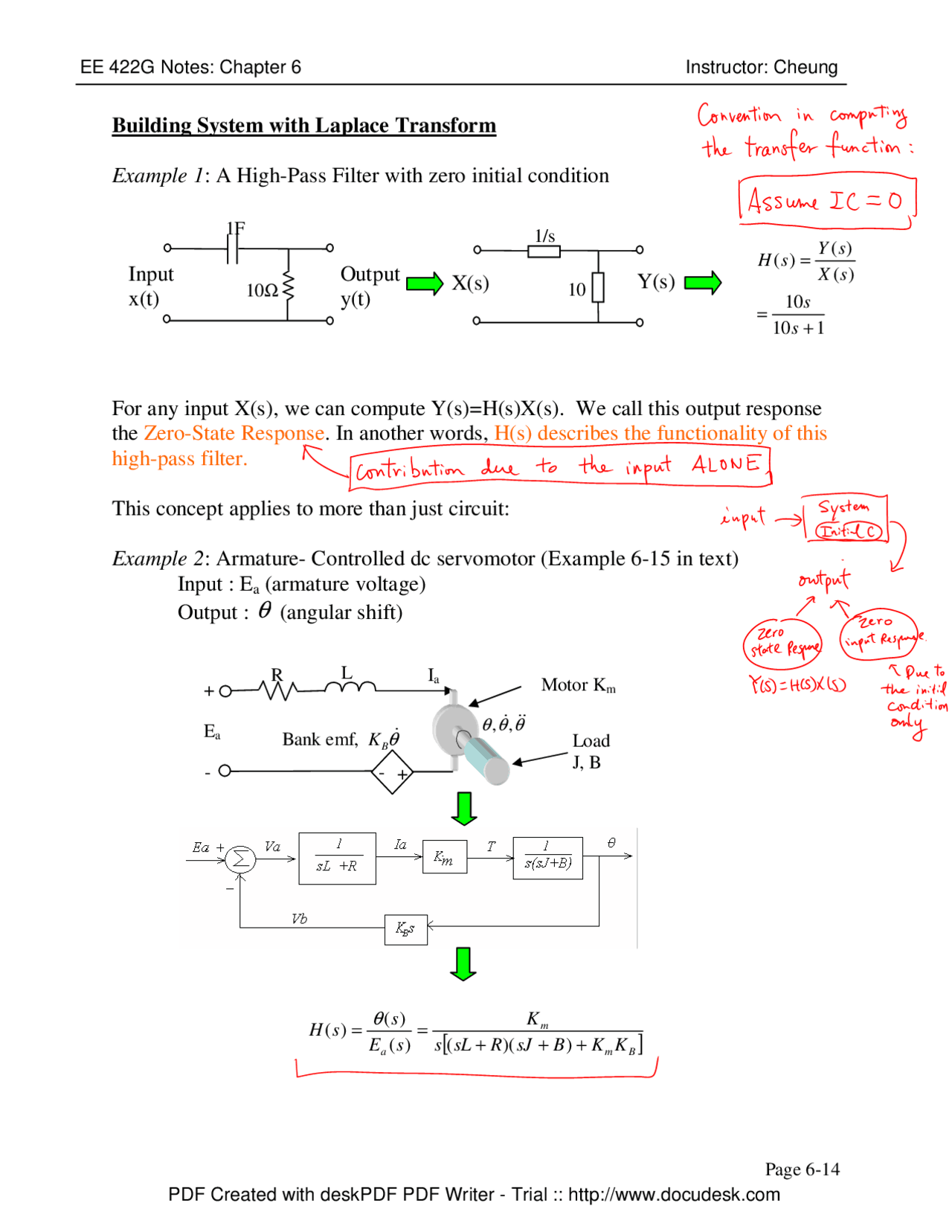 Building System With Laplace Transform Notes Ee 422g Docsity