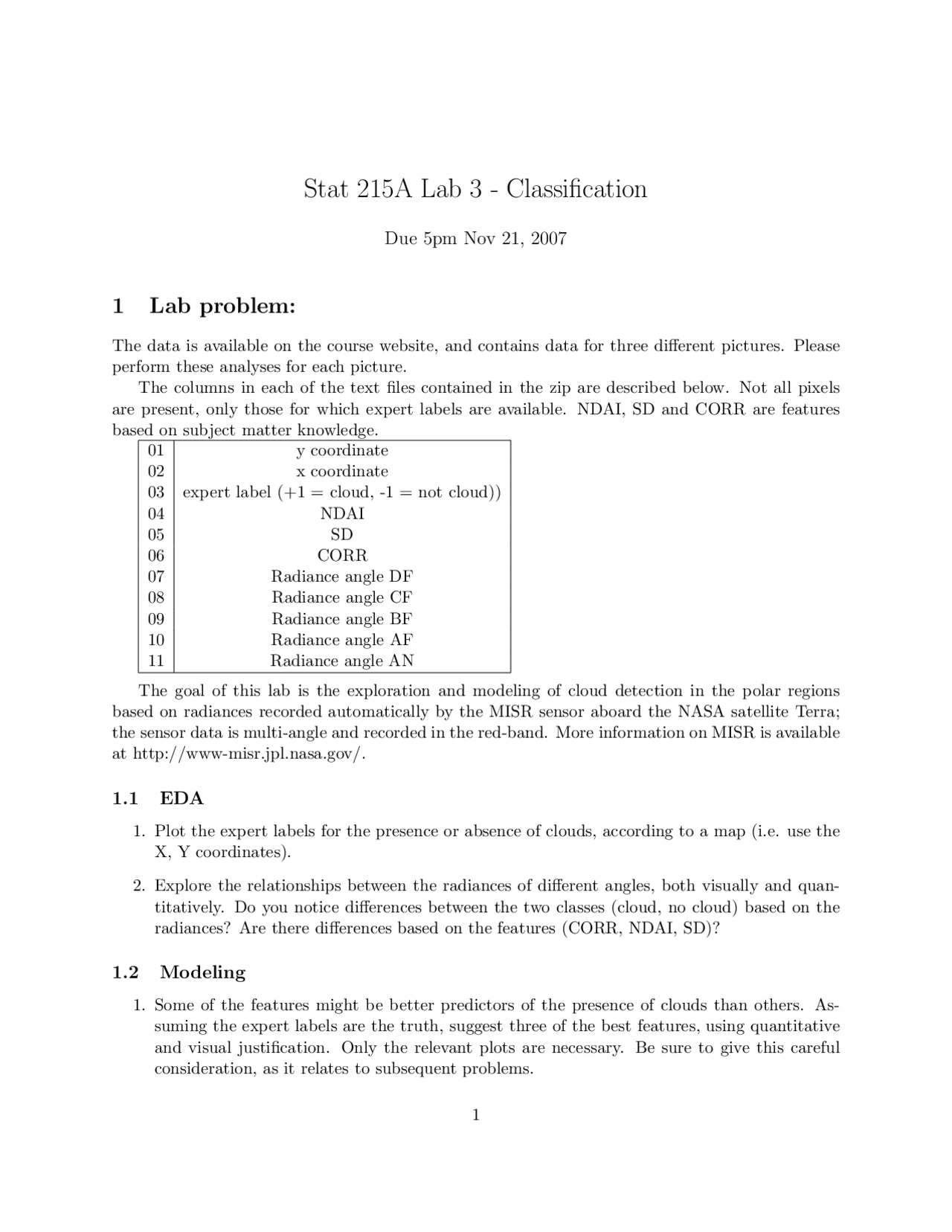 Lab 3 for Classification - Statistical Models: Theory and Application ...