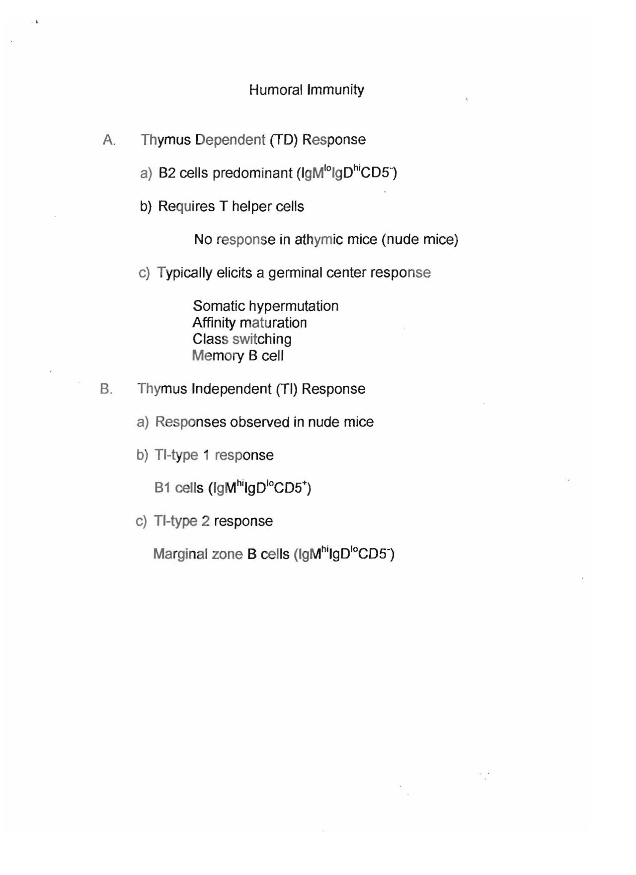Humoral Immunity Immunology Lecture Notes Mi 494g Docsity
