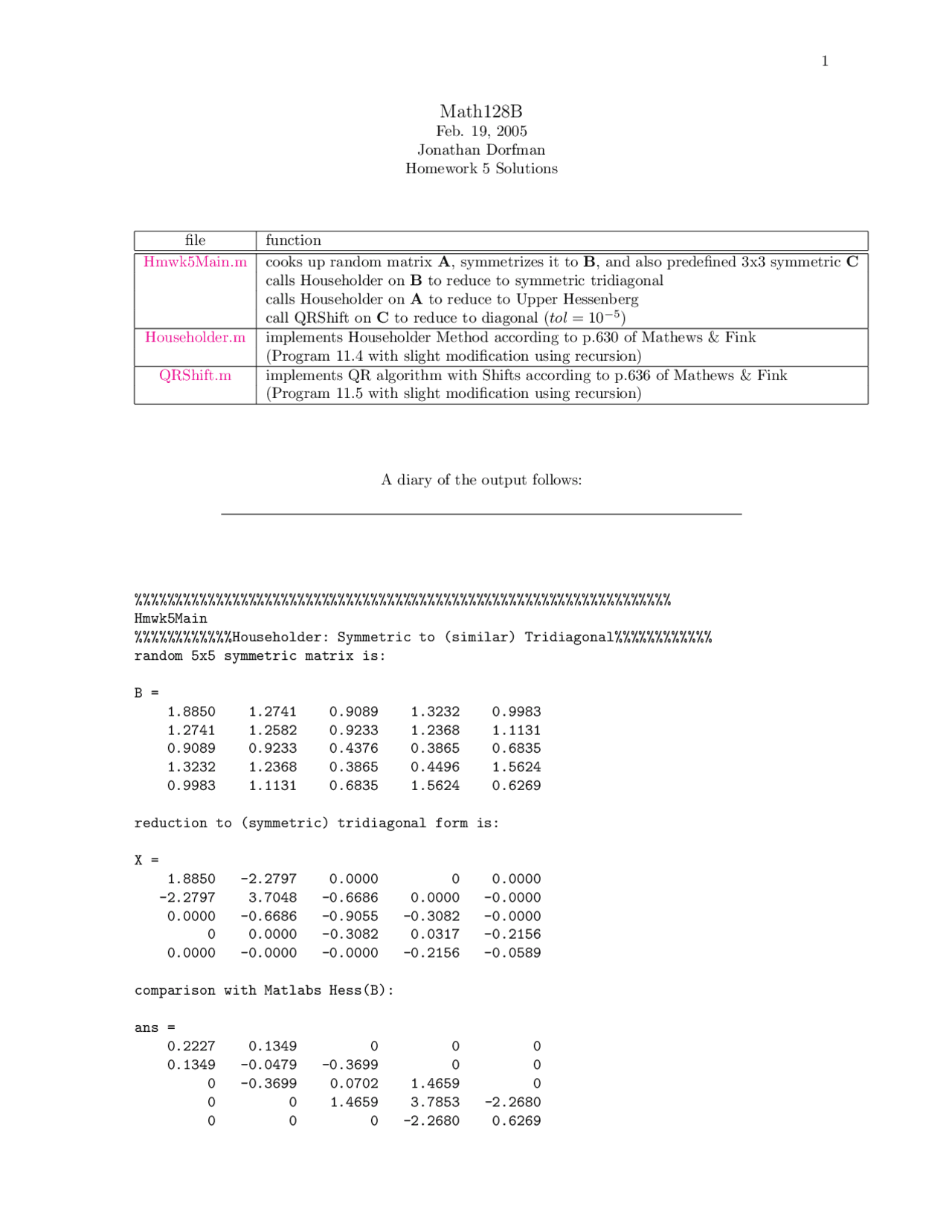 Homework 5 Solutions For Numerical Analysis Math 128a Docsity