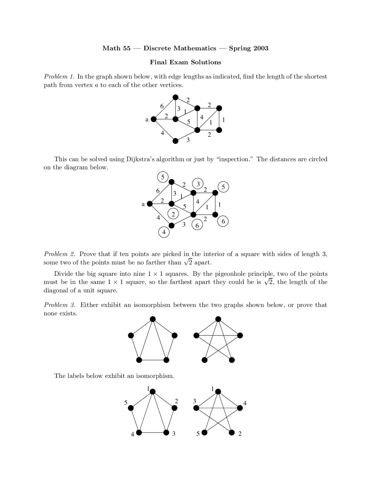 Final Exam Solutions Discrete Mathematics Math 055 Docsity