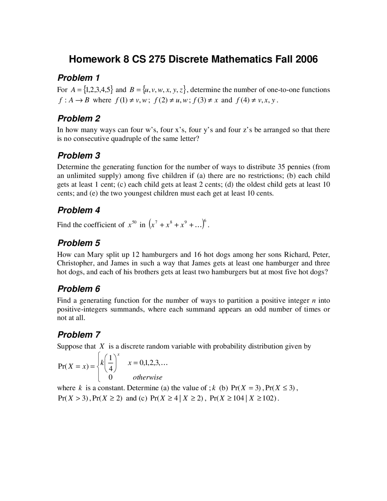 Assignment 8 For Discrete Mathematics Cs 275 Assignments Discrete