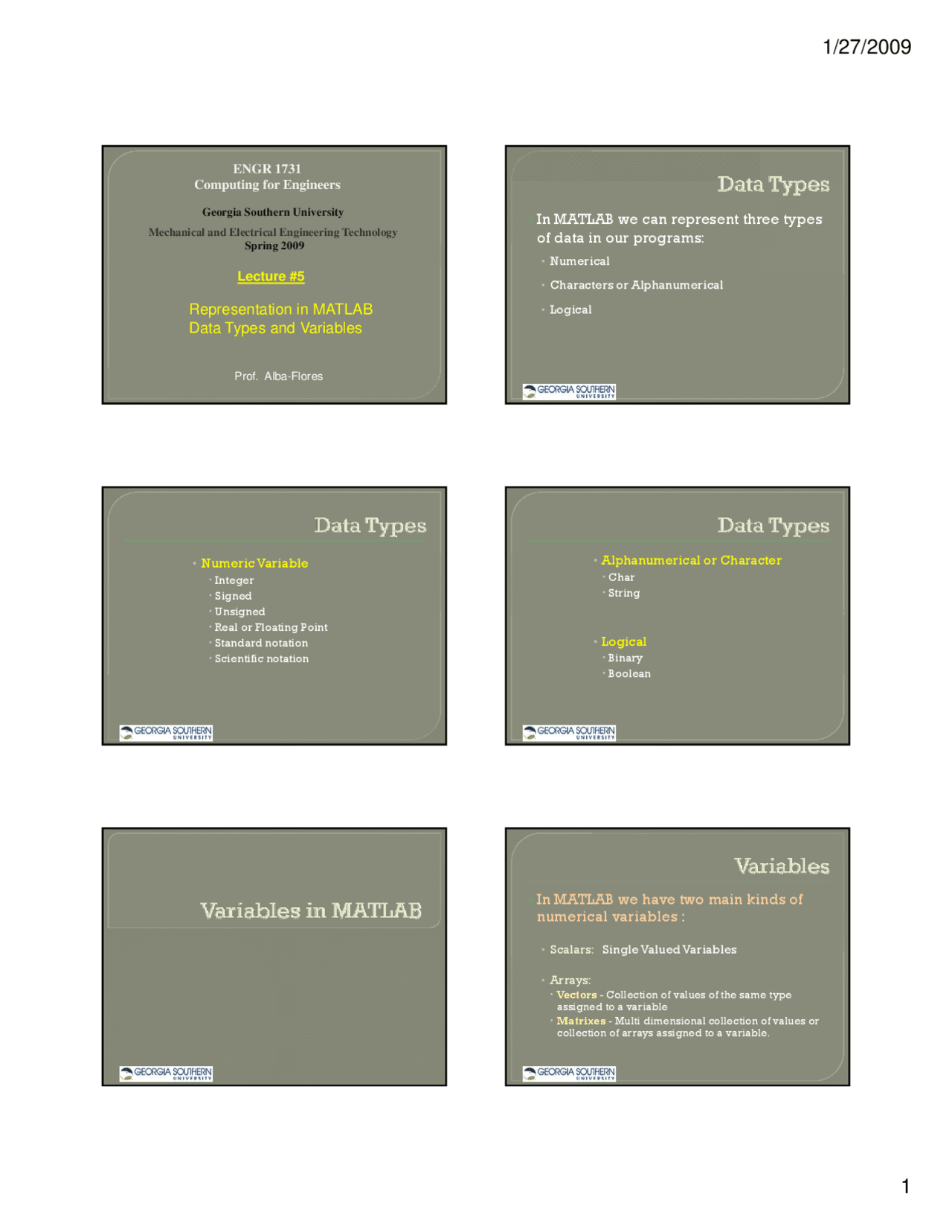 Data Types And Variables Computing For Engineers Lecture 5 Engr