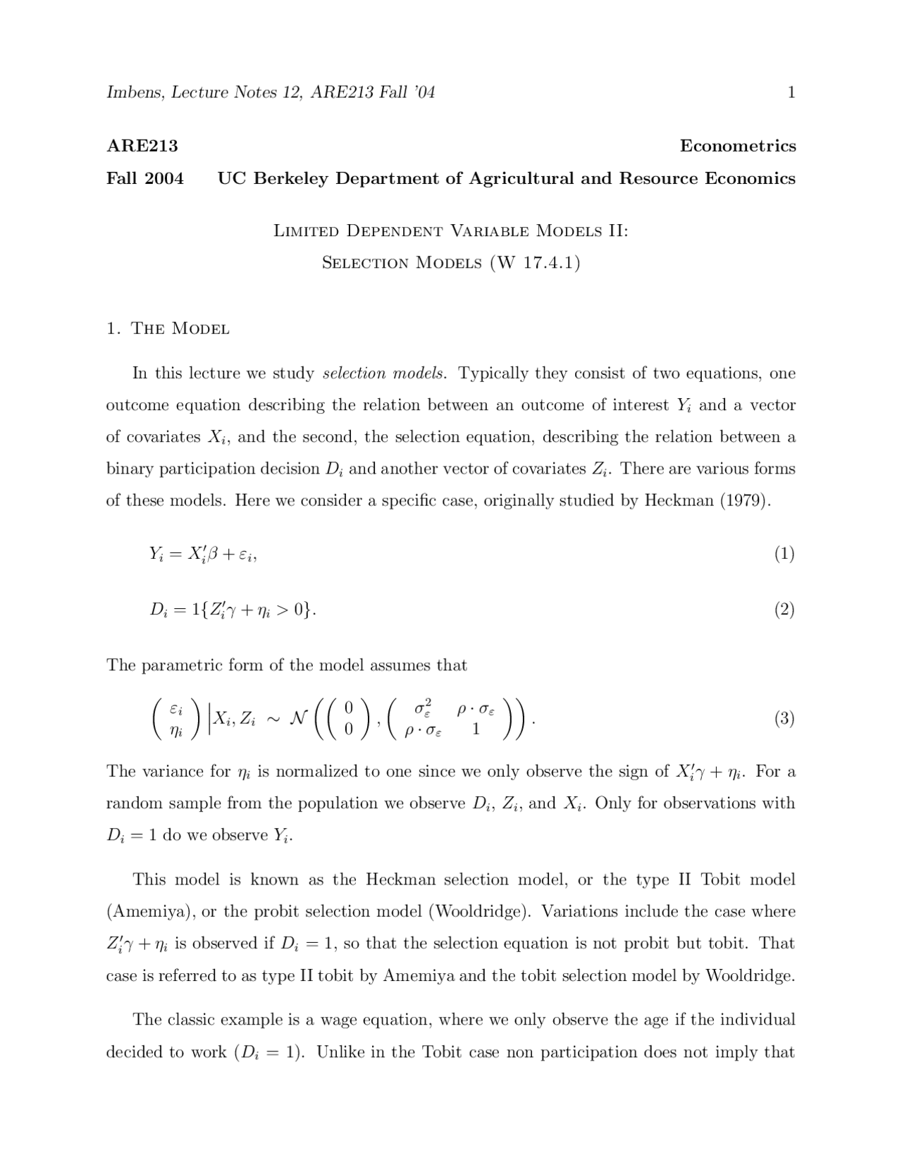 Lecture Notes On Limited Dependent Variable Models Ii Applied