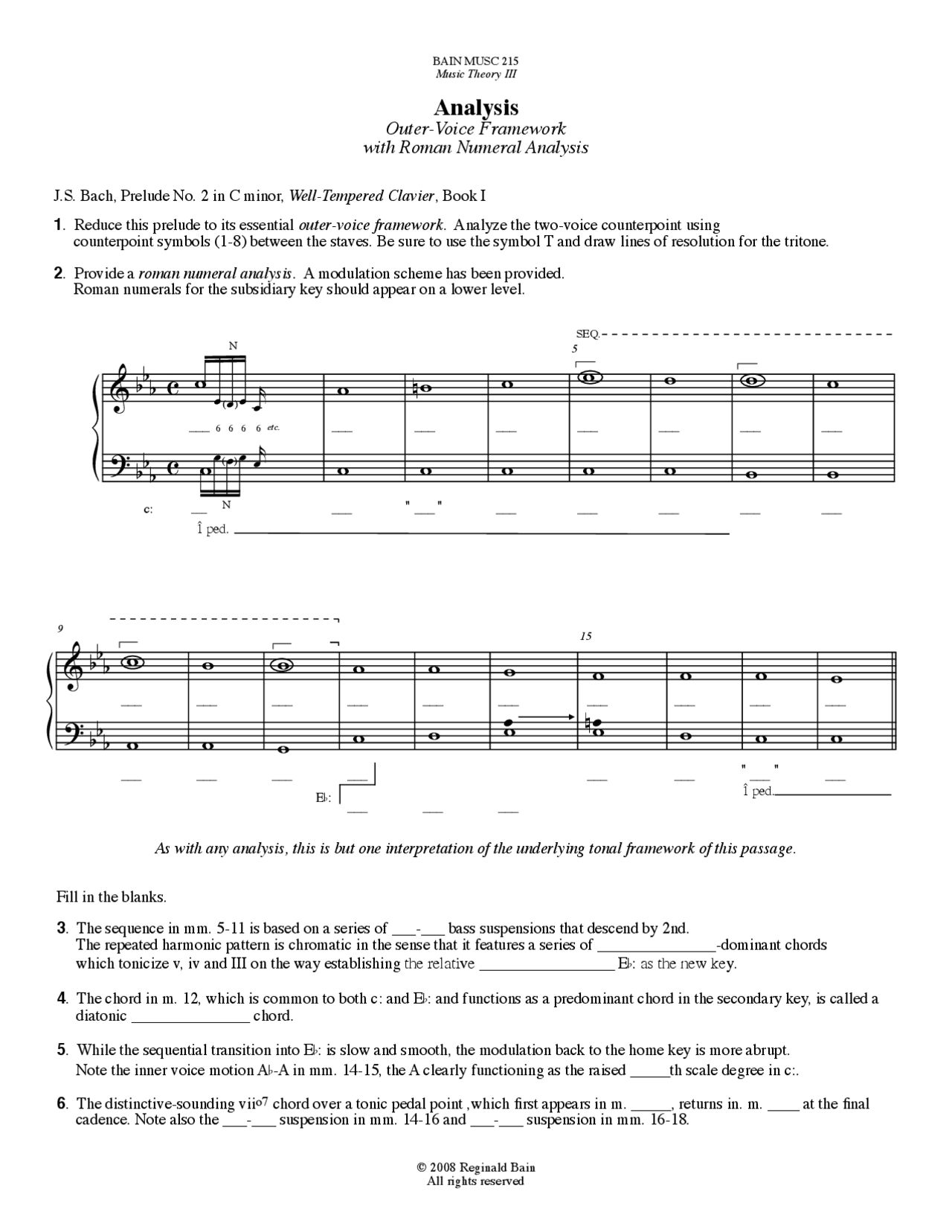 6 Problems On Analysis In Music Theory Iii Assignment Musc 215
