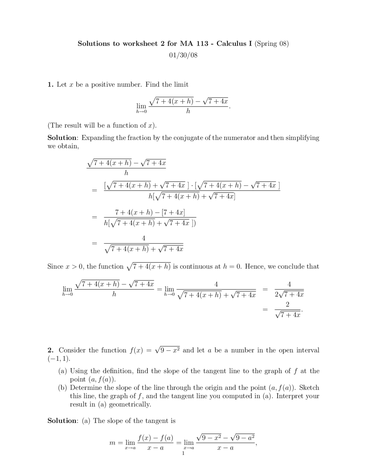 3 Solved Problems On The Calculus I Homework 2 Ma 113 Docsity