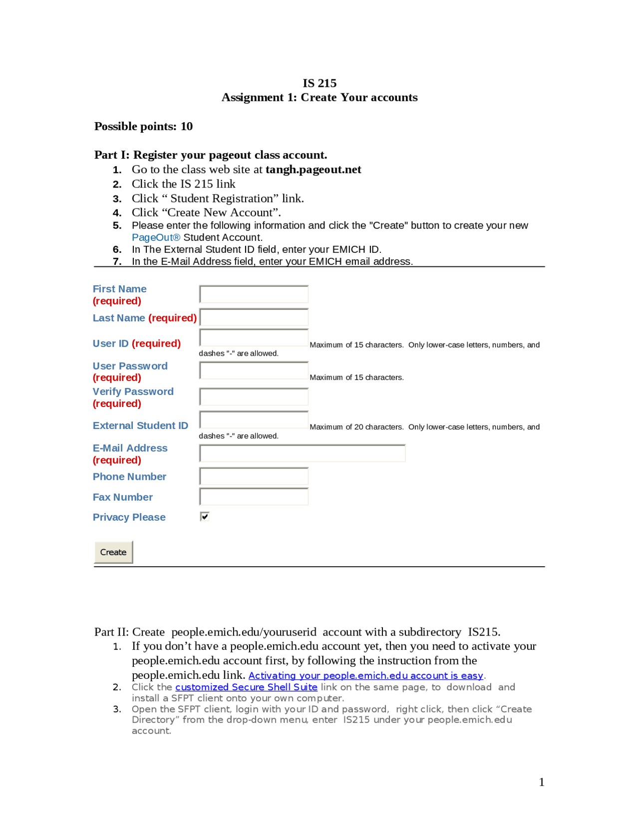 Assignment 1: Create Your Accounts - End-User Computing | IS 215 - Docsity