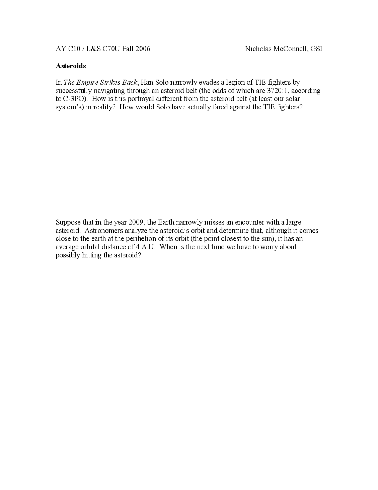 Questions For Introduction To General Astronomy L And S C70u Docsity