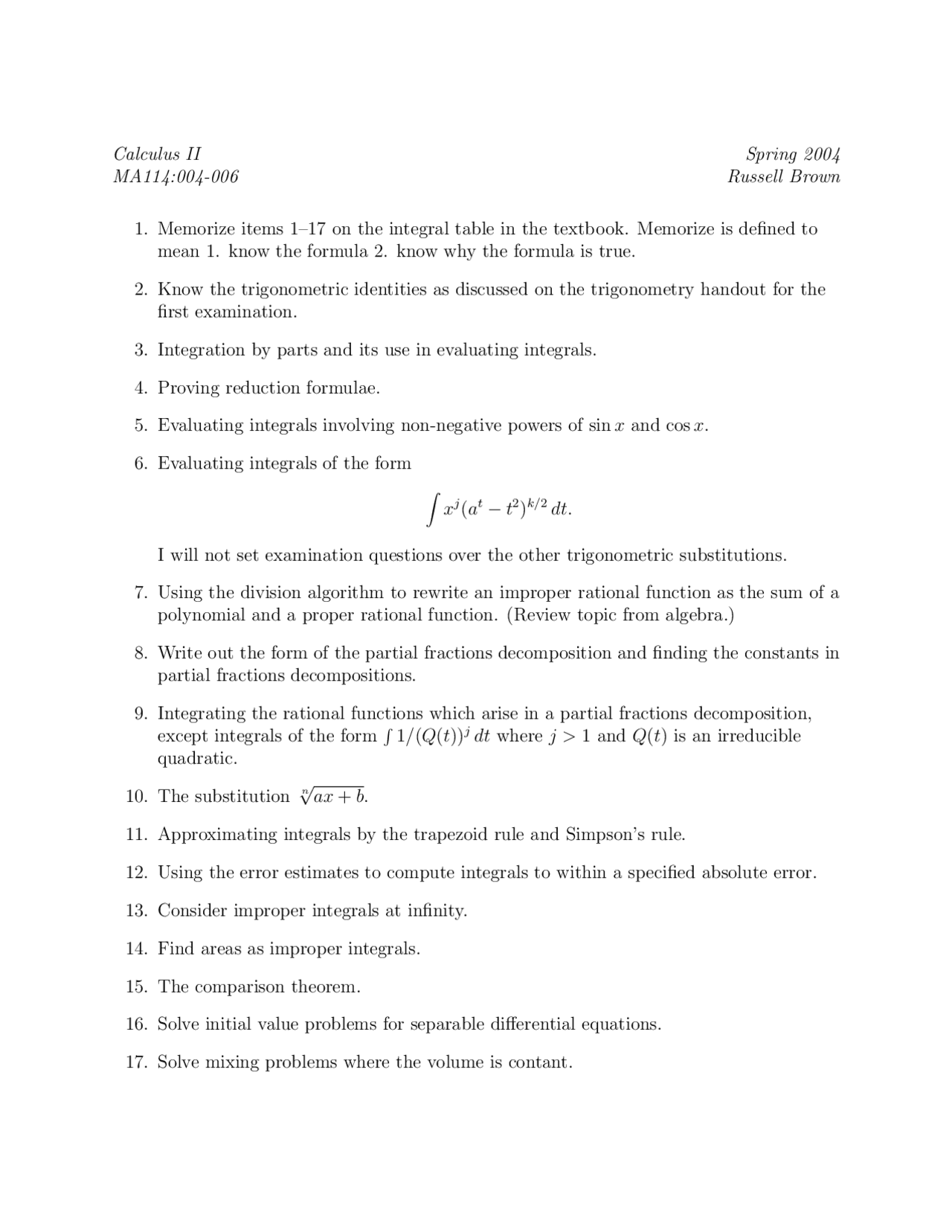 Sample Problems in Exam - Calculus II | MA 114 | Exams Mathematics ...