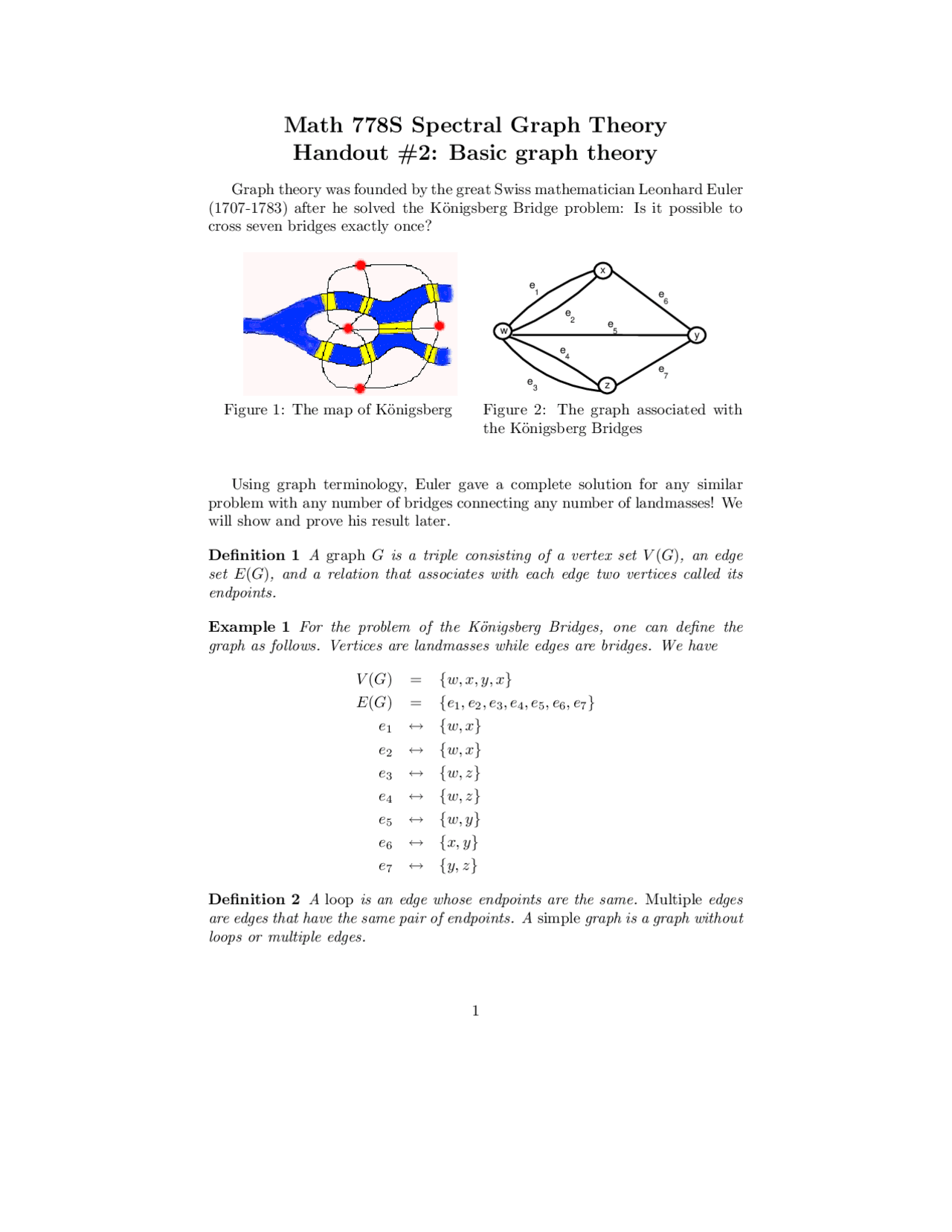 Basic Graph Theory - Handout #2 - Spectral Graph Theory | MATH 778S ...