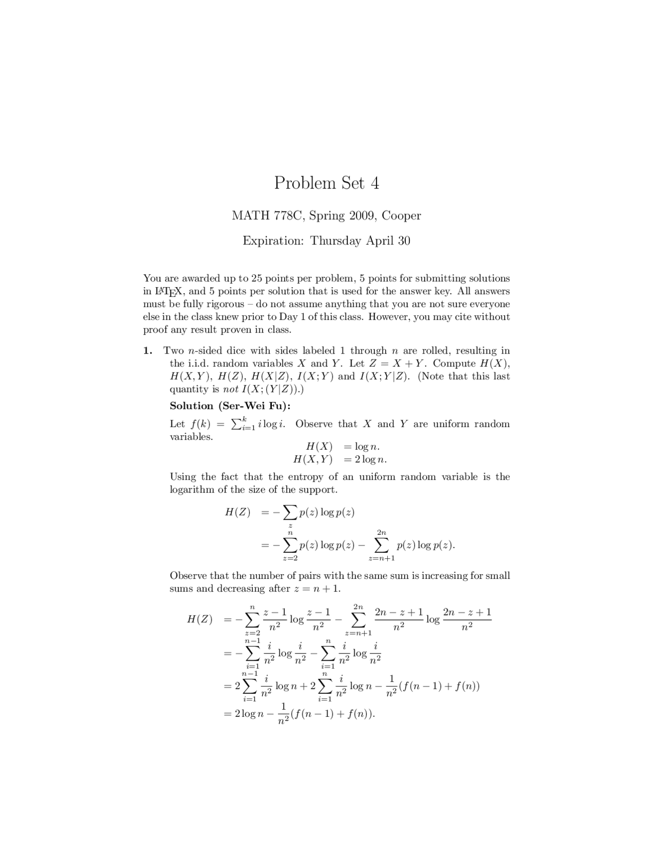 5 Solved Problems On The Uniform Random Variables Assignment 4 Math