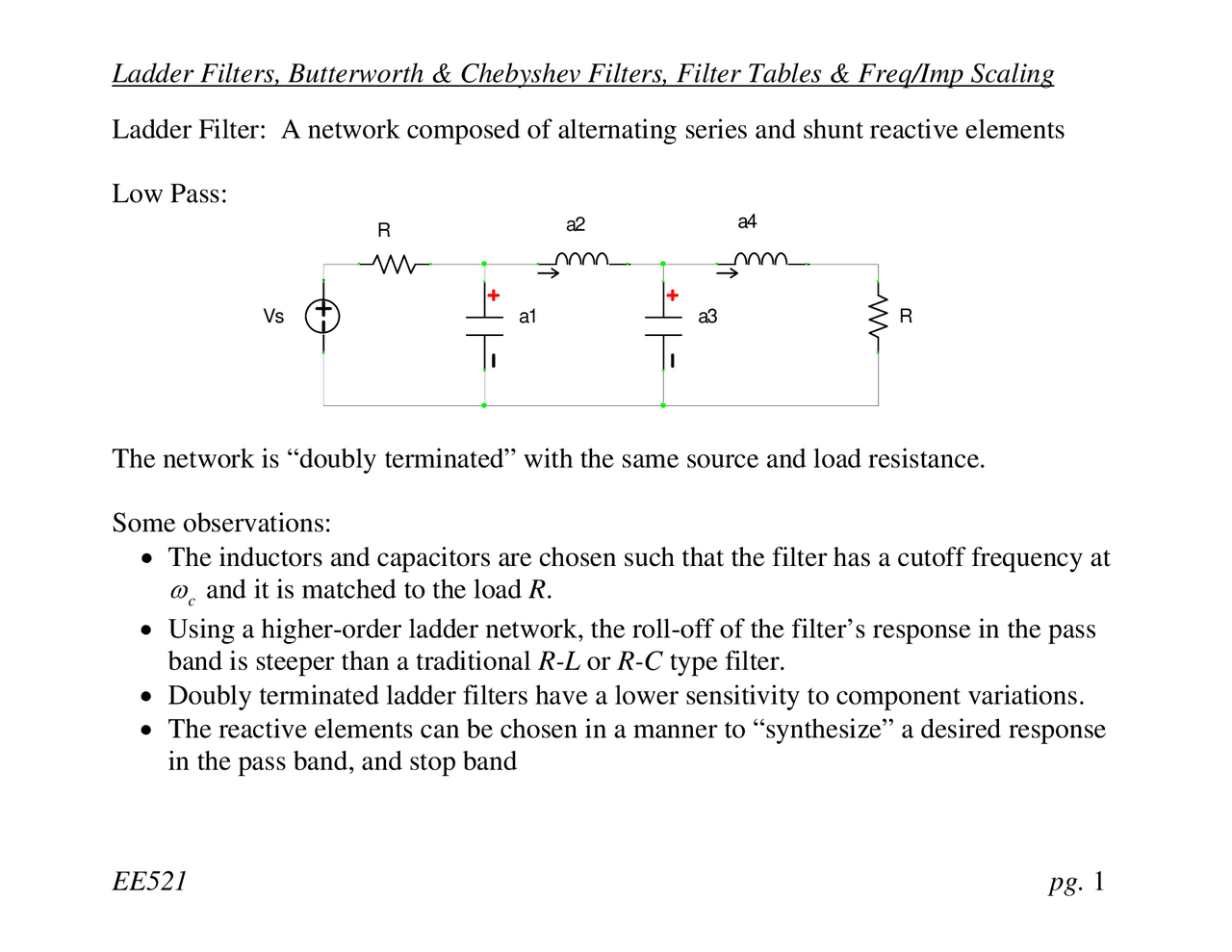 Ladder Filters, Butterworth & Chebyshev Filters and Filter Tables | EE ...