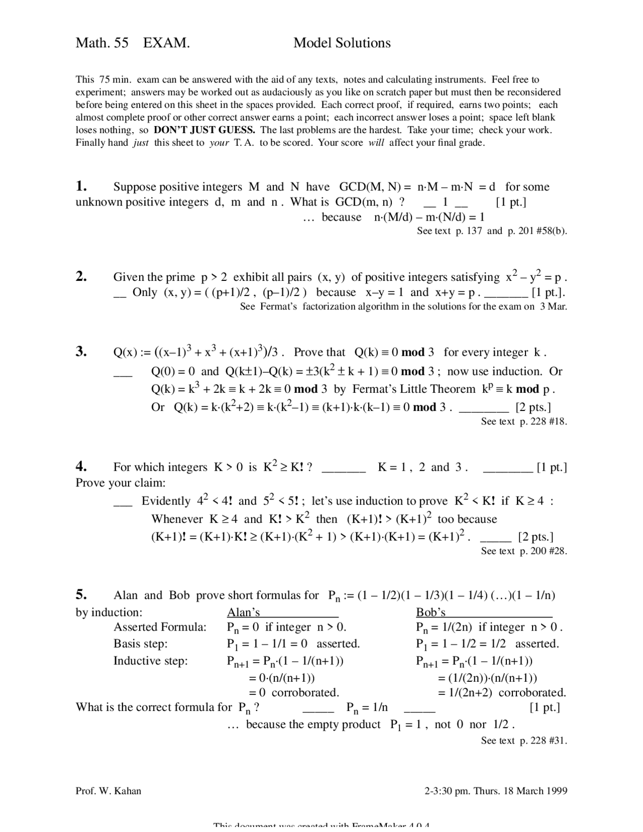 10 Problems With Solutions On Discrete Mathematics Examination Math
