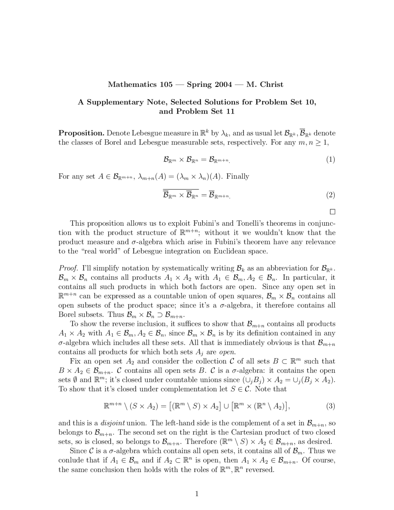Analysis Ii Solutions For Problem Set 10 Math 105 Docsity