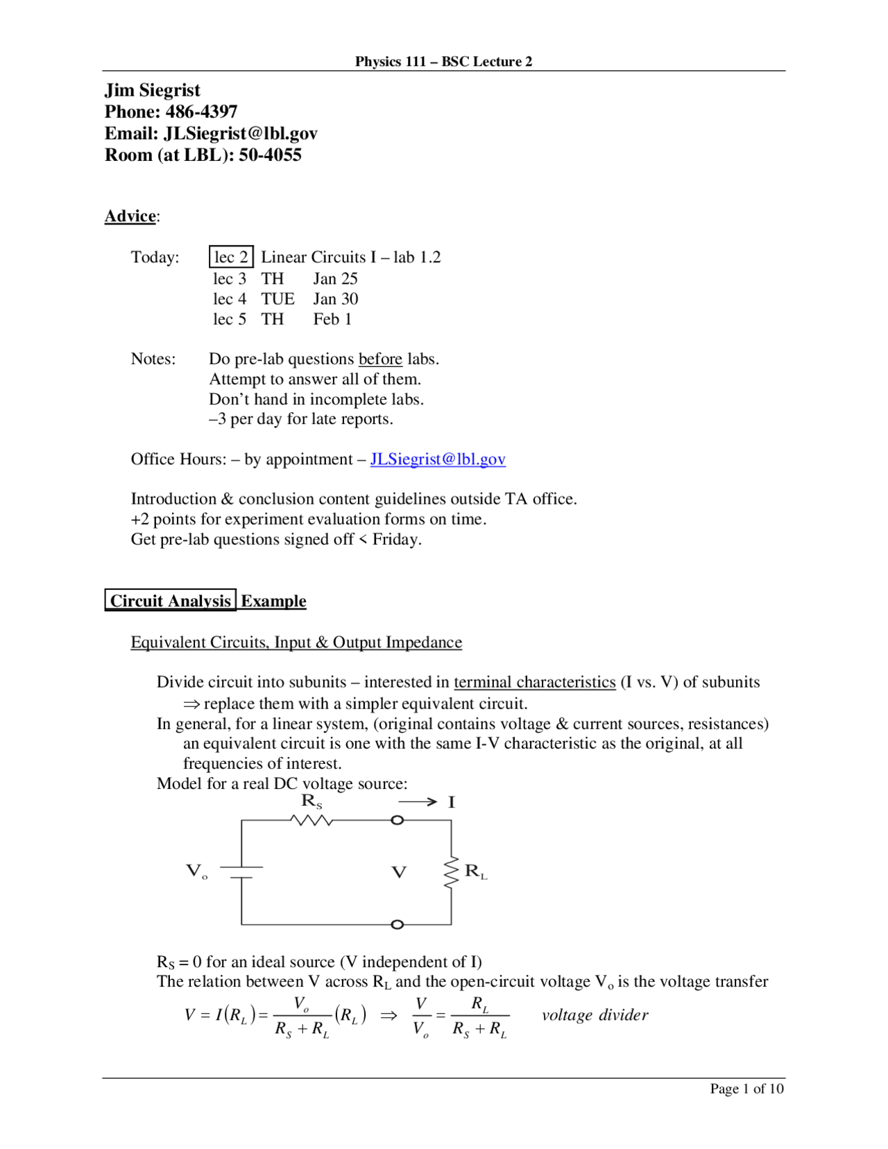 Lecture Notes on Circuit Analysis | PHYSICS 111 | Study notes Physics ...