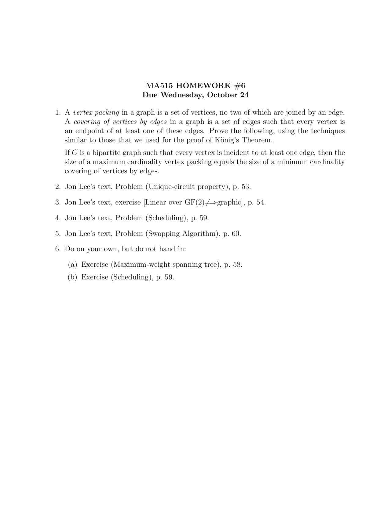 6 Solved Problems On Set Of Vertices Assignment 6 Ma 515 Docsity