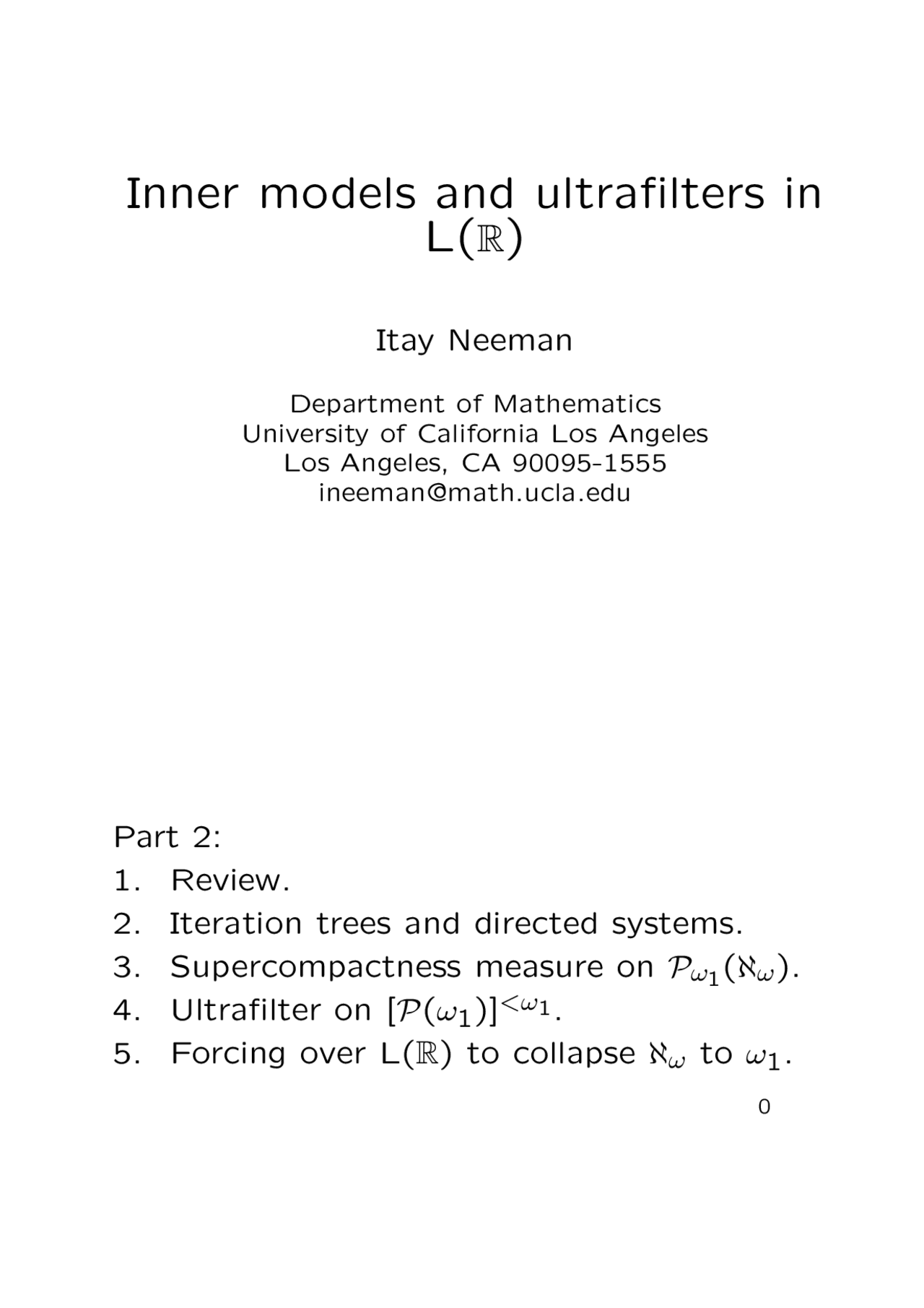 Inner Models and Ultra filters in LR - Cryptography | MATH 0209A - Docsity