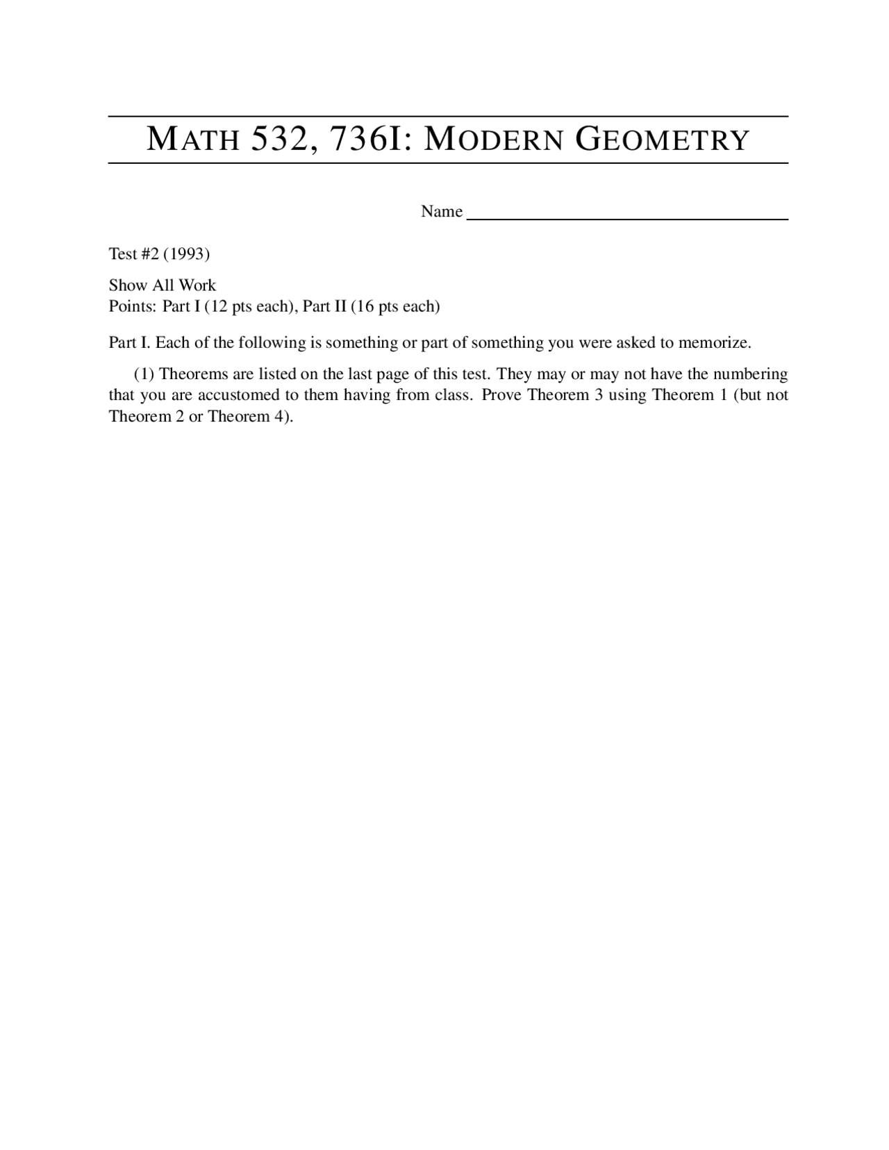 4 Solved Theorems On The Intersections In Modern Geometry Exam 2