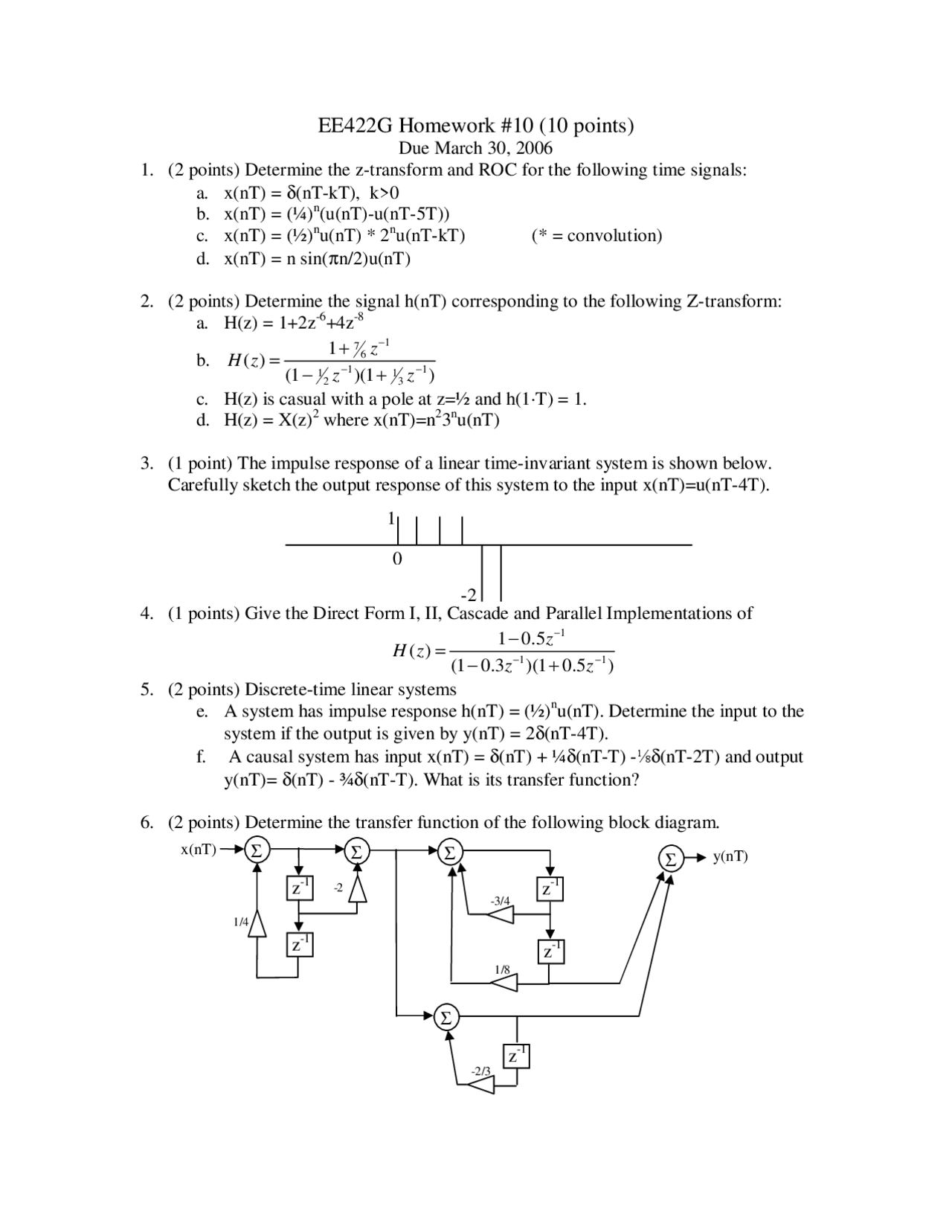 Practice Questions For Assignment 10 Signals And Systems Lab Ee