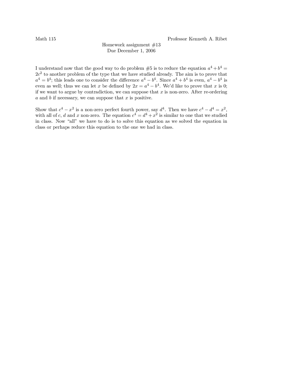 Introduction to Number Theory - Assignment 13 | MATH 115 - Docsity