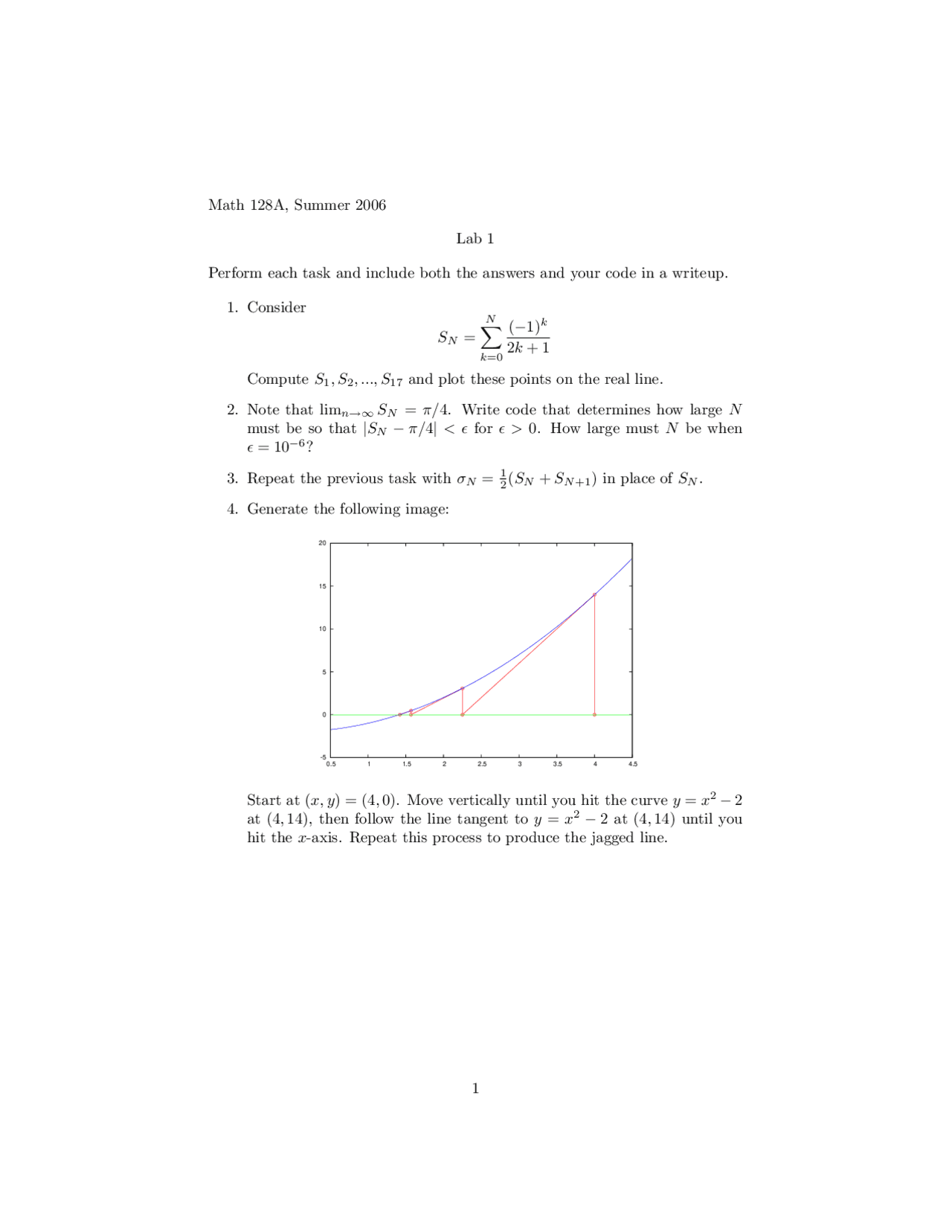 Lab 1 Questions for Numerical Analysis | MATH 128A - Docsity