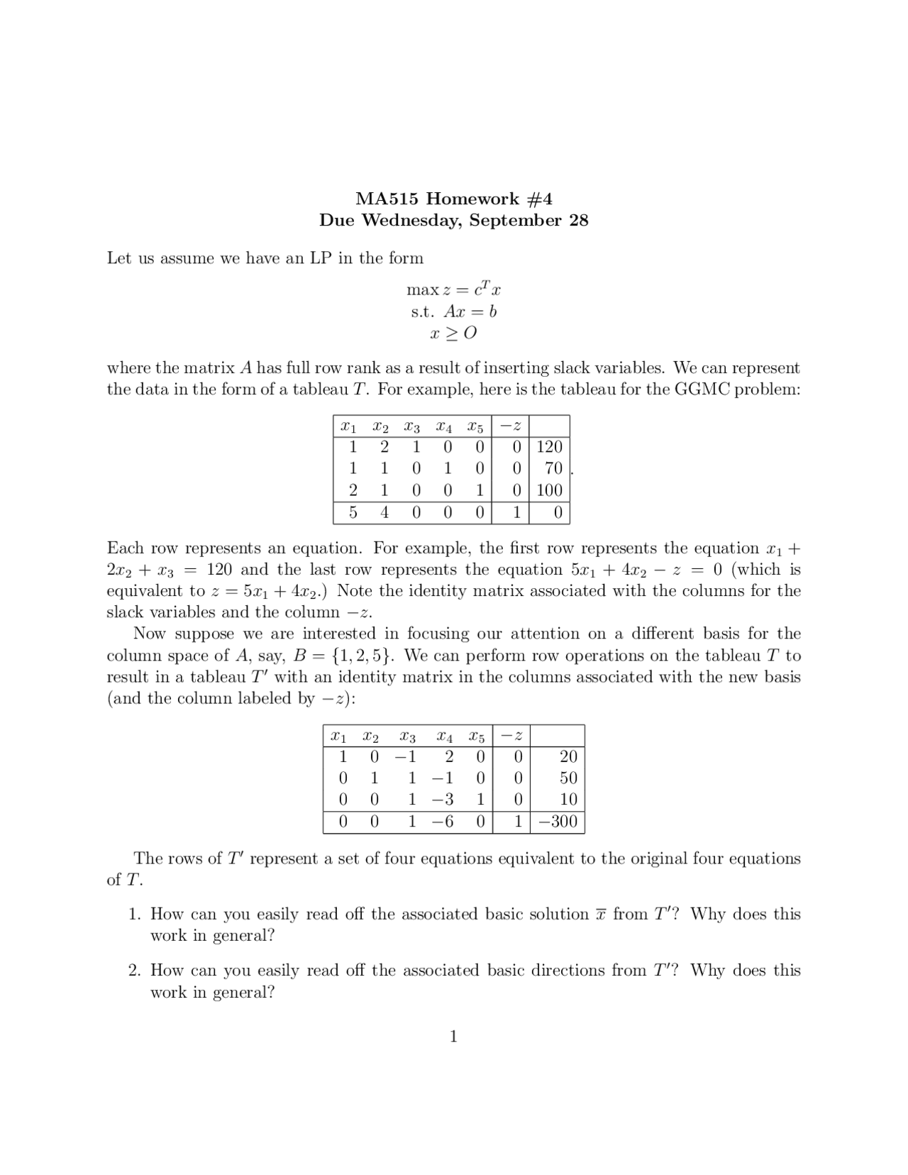 7 Problems On Matrix Variables Homework 4 Ma 515 Docsity