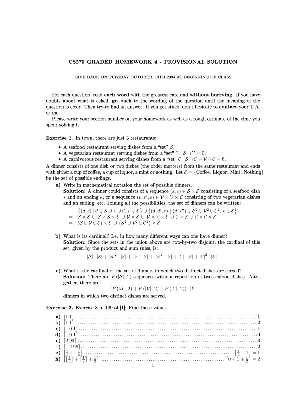 Assignment 4 Problems With Solutions Discrete Mathematics Cs 275