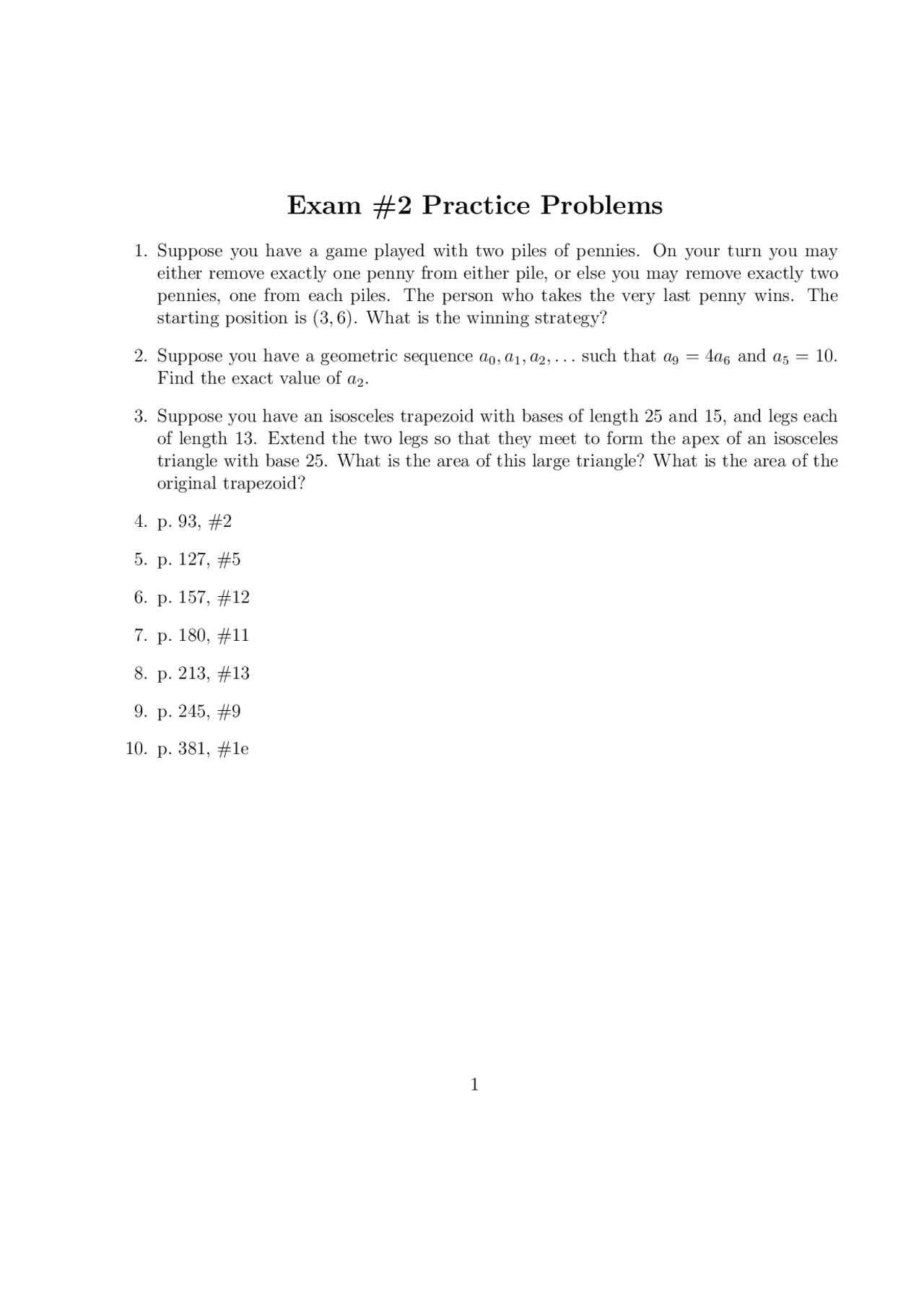 Test 2 Practice Problems - Mathematics Problem Solving-Teachers | MA ...