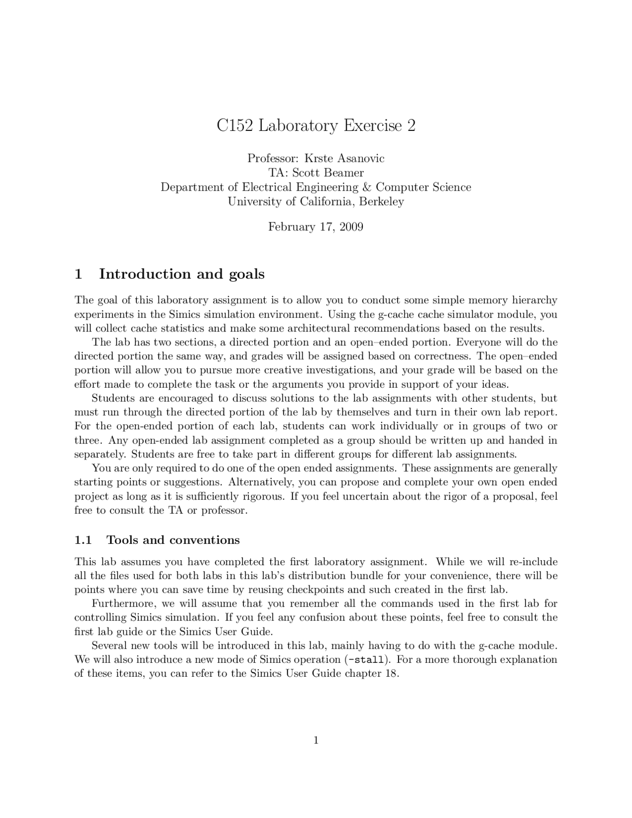 Collecting Statistics from a Simple Cache - Experiment 2 | COMPSCI 152 ...