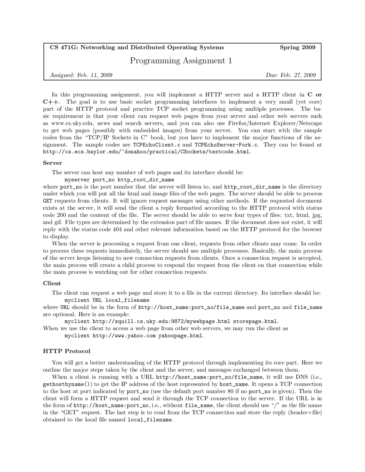 Programming Assignment 1 Networking And Distributed Operating Systems