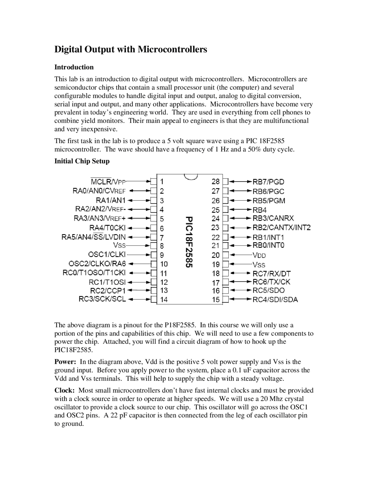 Digital Output With Microcontrollers Dc Circuits Bae 305 Docsity
