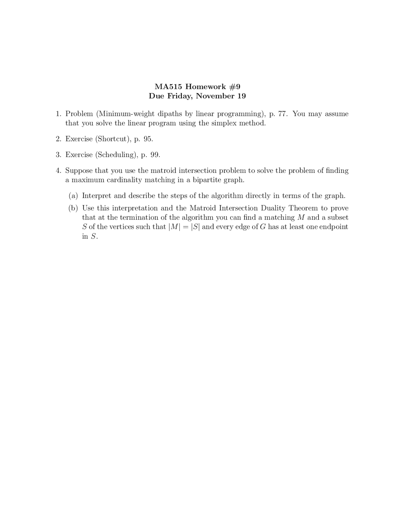 4 Problems On Linear Programming Assignment 9 Ma 515 Docsity