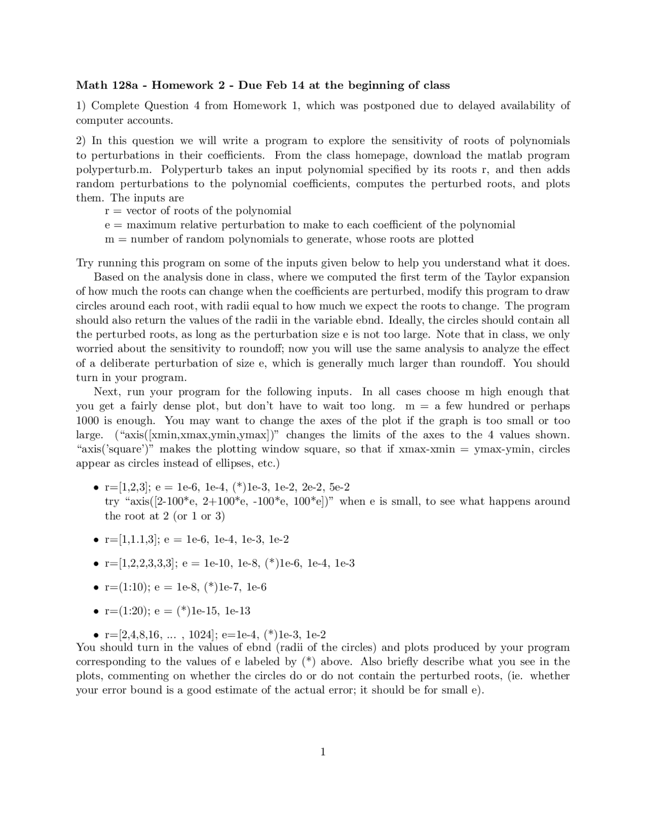 Math 128a Homework 2: Exploring Root Sensitivity and Convergence | Assignments Mathematical ...