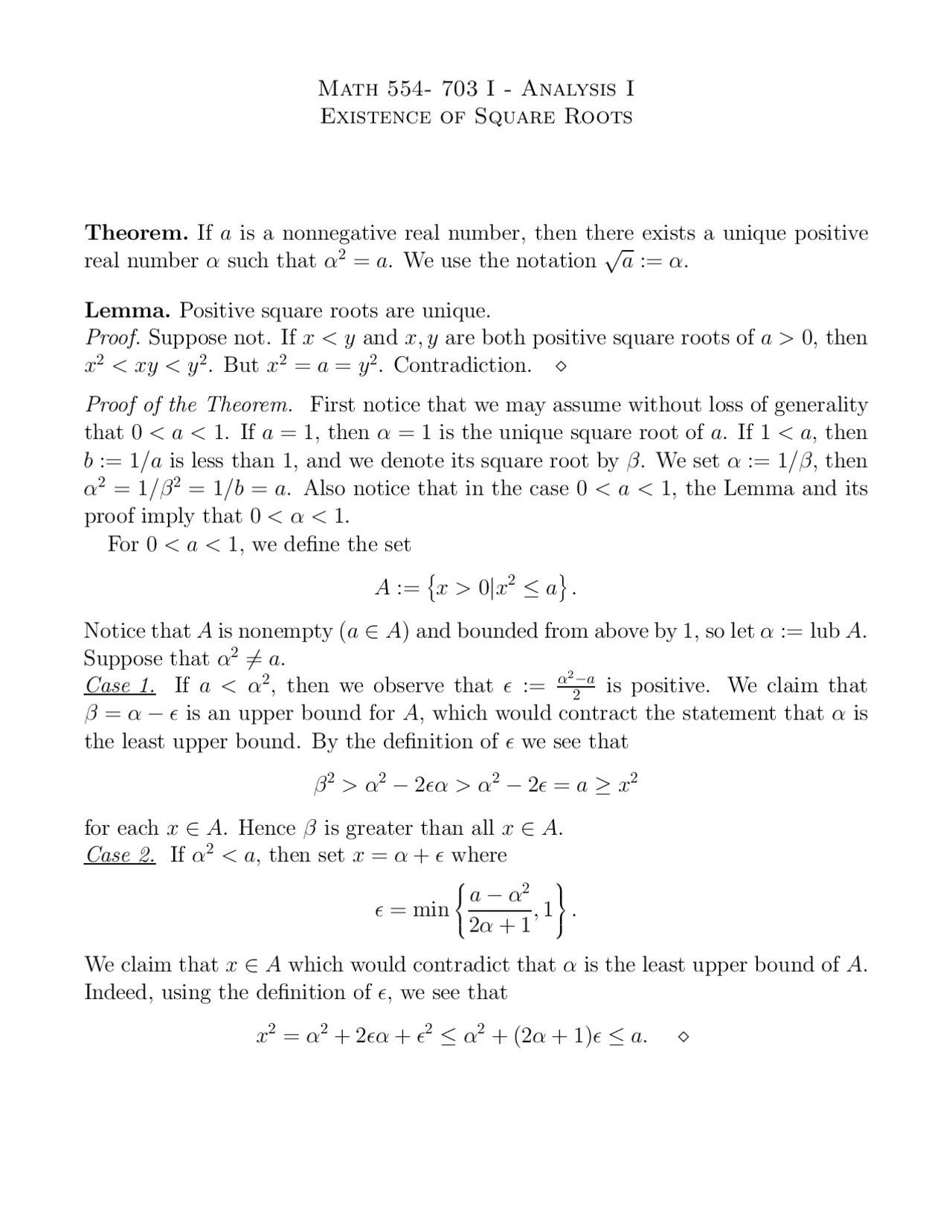 Existence Of Square Roots And Theorems In Analysis MATH 554 Docsity existence-of-square-roots-and-theorems-in-analysis-math-554-docsity