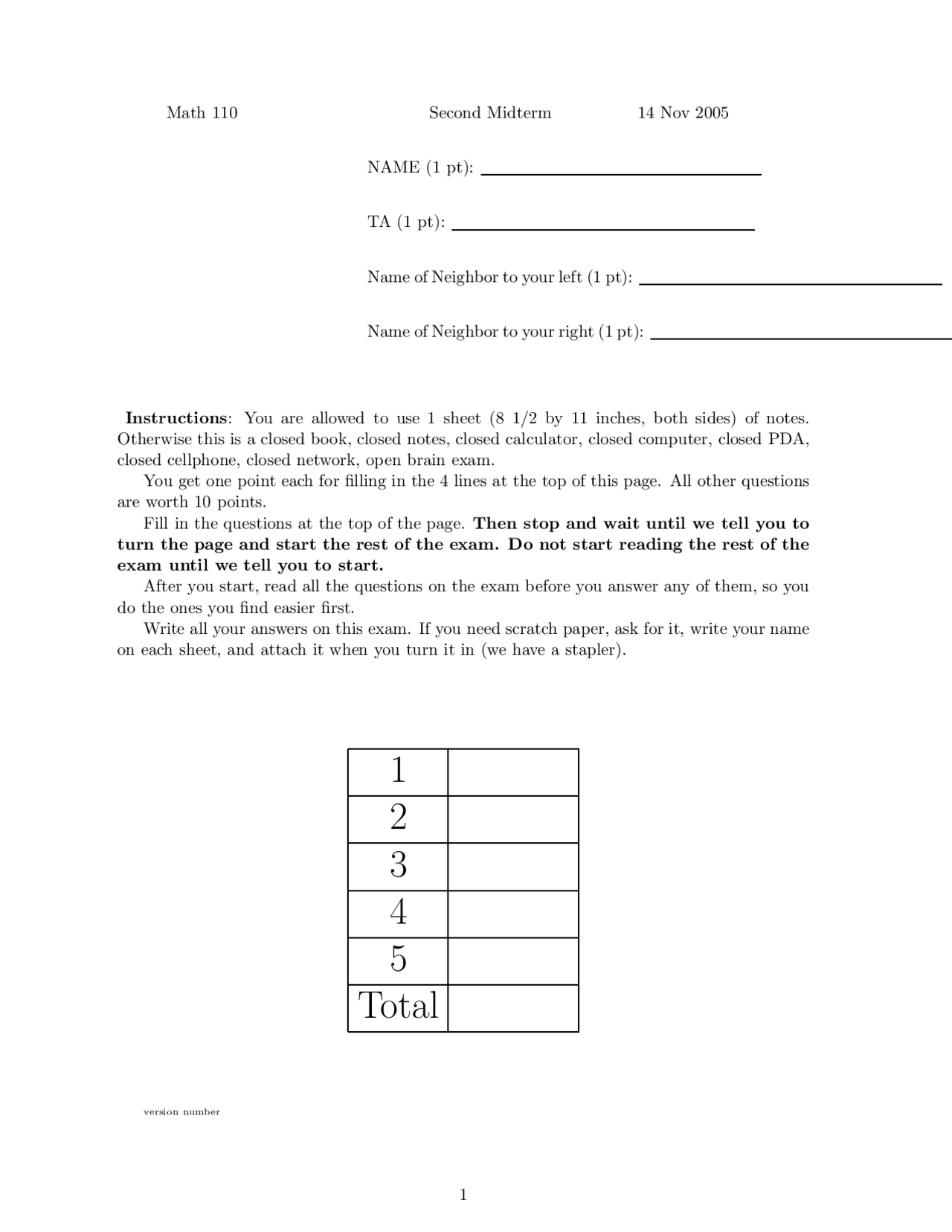 5 Solved Questions Exam 2 Linear Algebra Math 110 Docsity