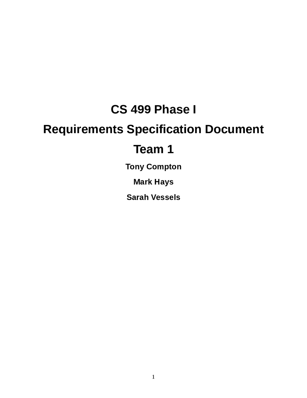 Phase I Requirements Specification Document Senior Design Project