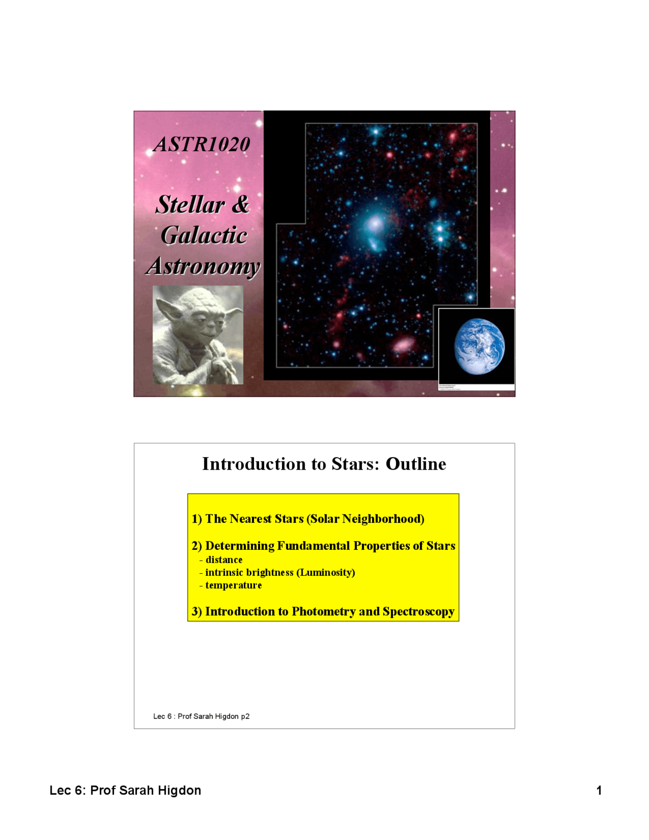 Introduction To Stars Outline Lecture Slides Astr 1020 Docsity