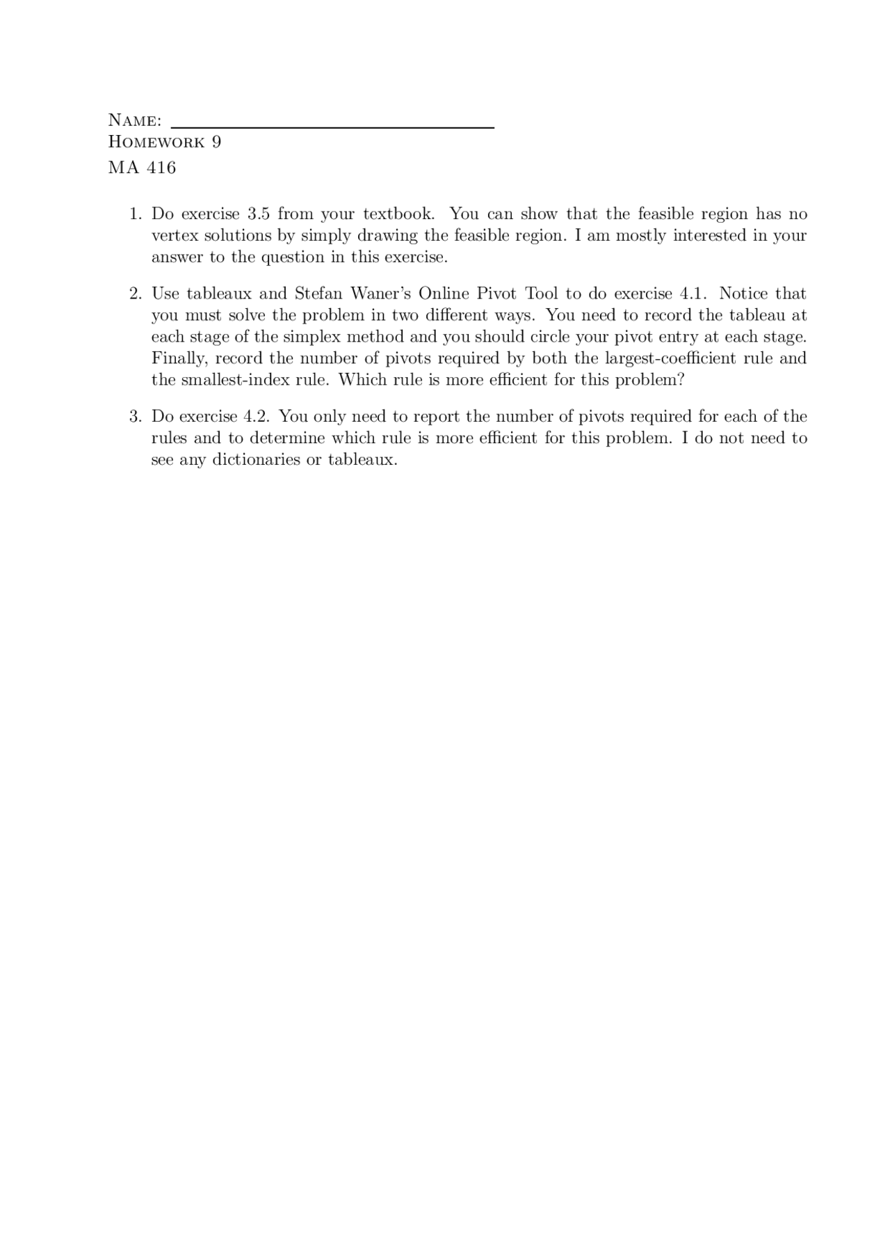 3 Problems On Principles Of Operational Resources Homework Ma 416g