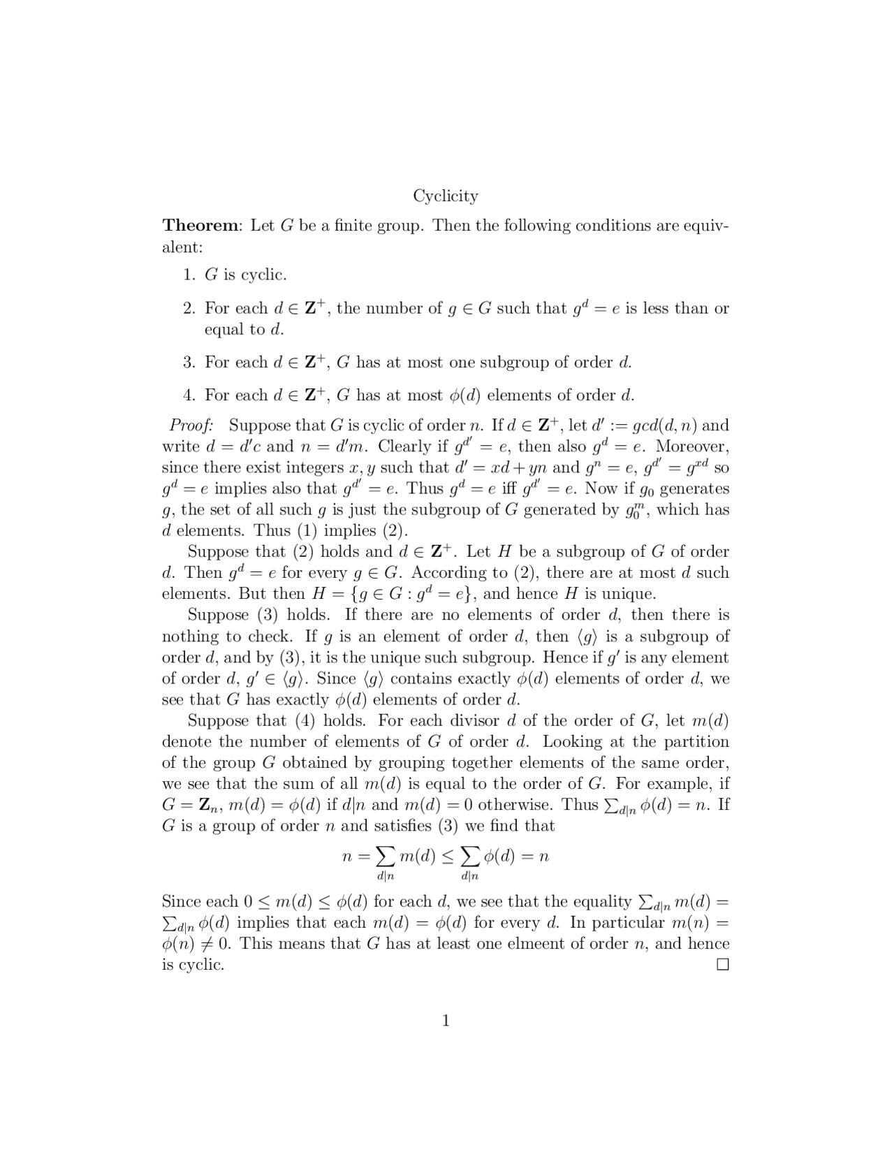 Cyclicity Introduction To Abstract Algebra Notes Math 113 Docsity