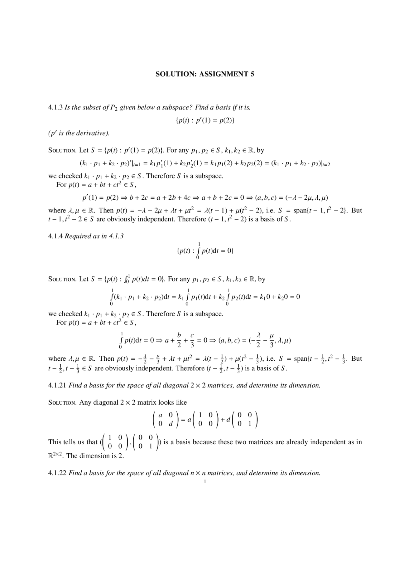 17 Solved Problems On Differential Equations Assignment 5 Math 054