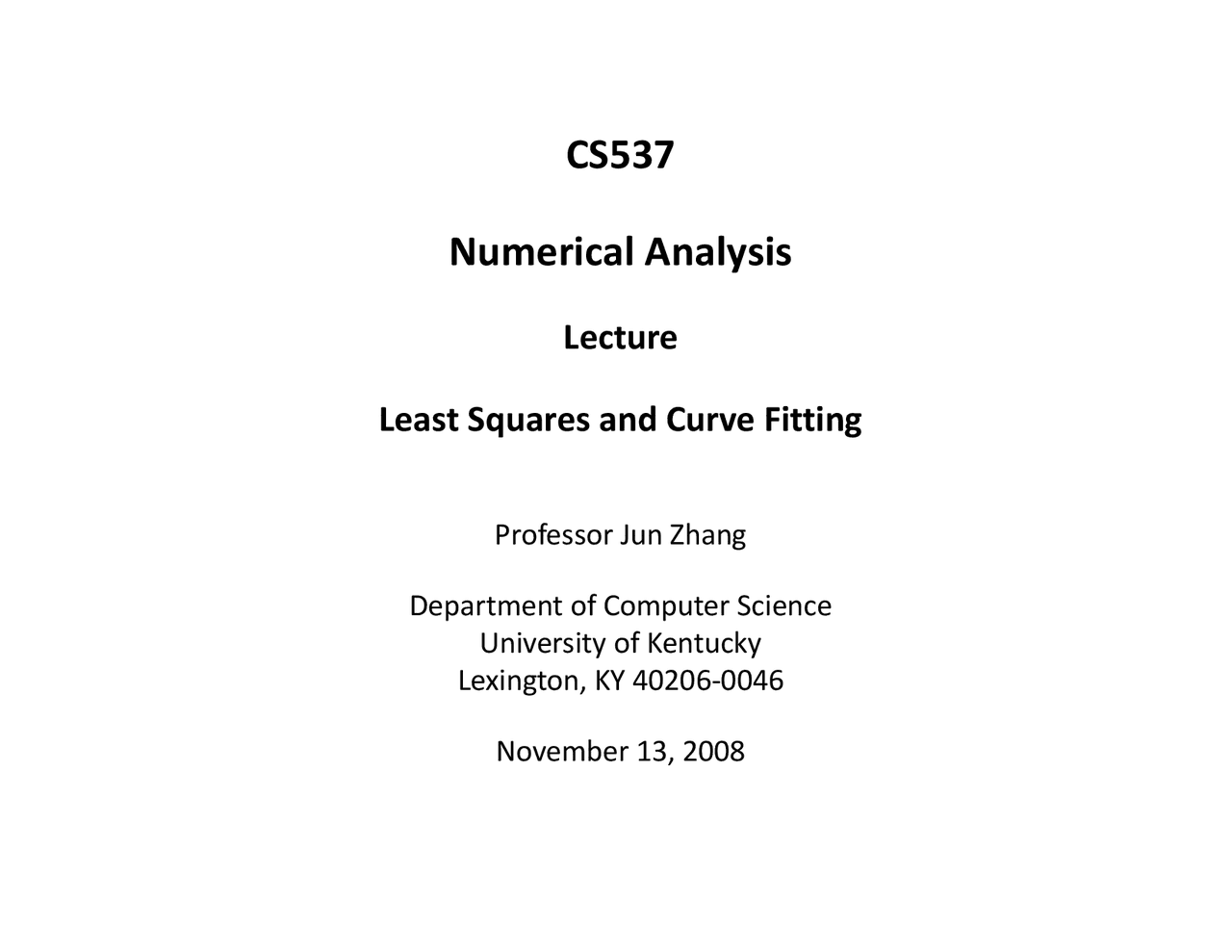 Least Squares and Curve Fitting in Numerical Analysis | CS 537 - Docsity