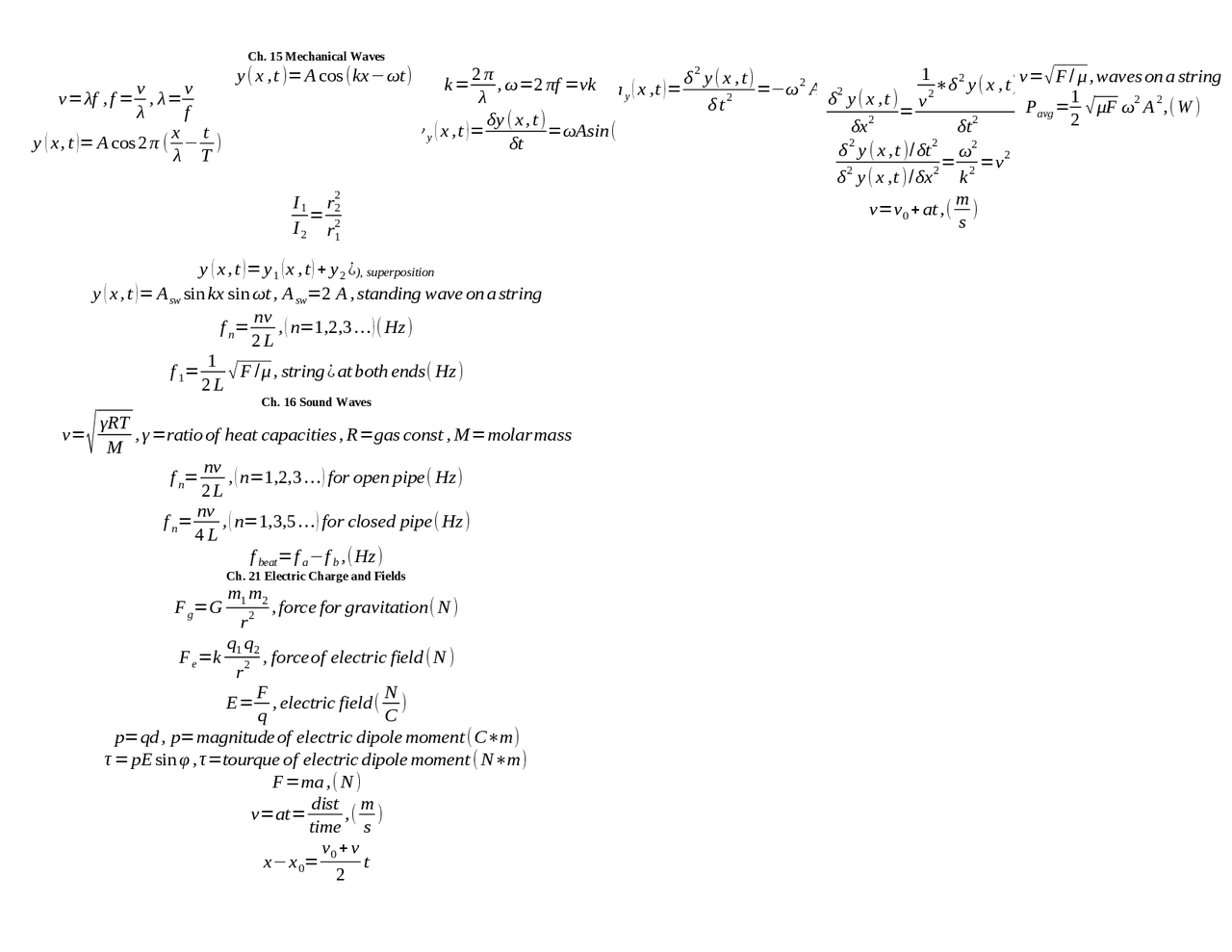 Mechanical and Sound Waves - Review Sheet | Foundations of Physics I ...