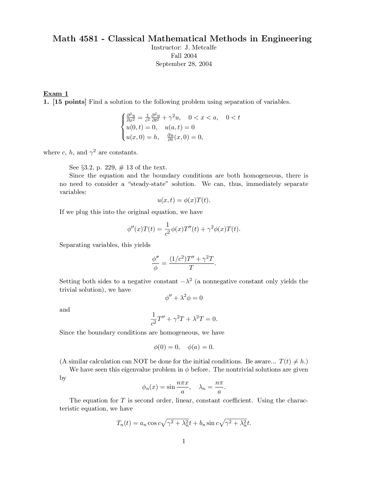 4 Questions with Solutions for Mathematics of Engineering | MATH 121B ...