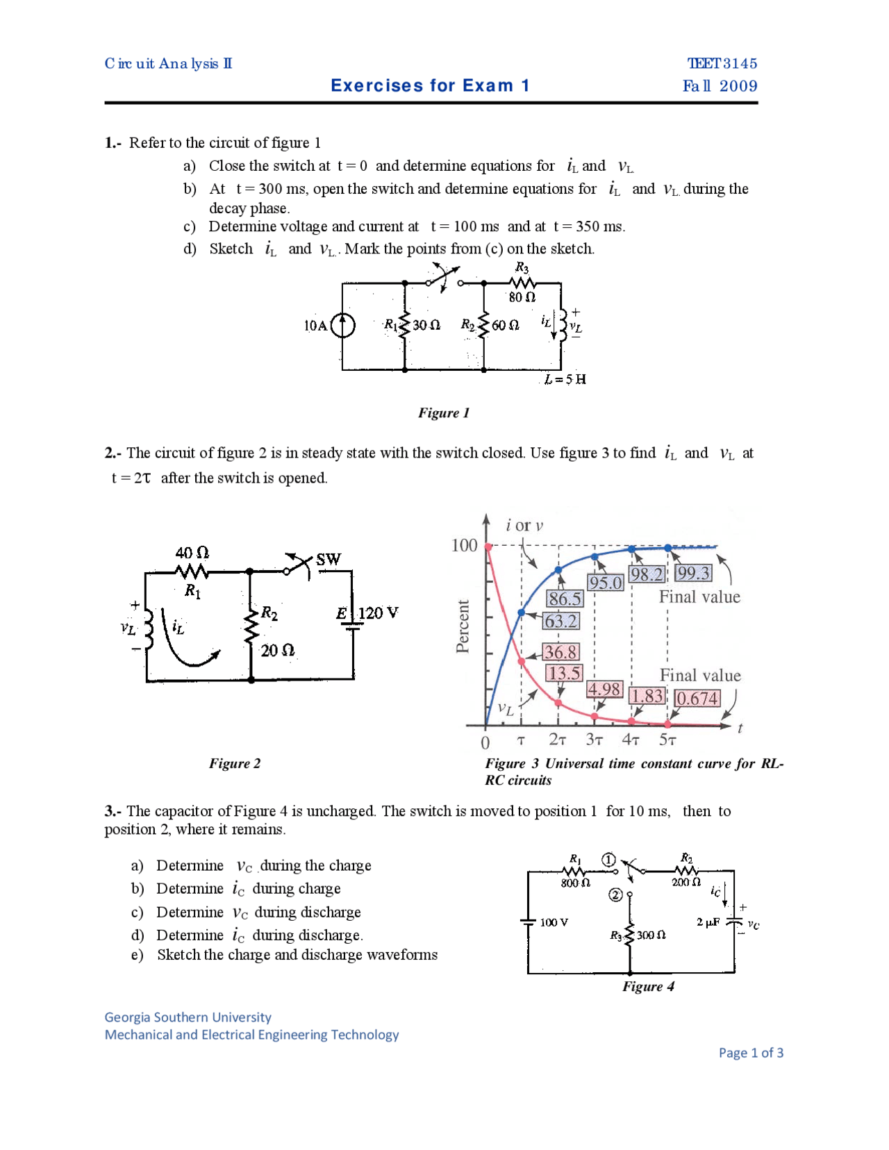 8 Problems On Introduction To Circuit Analysis Ii Exam 1 Teet 3145