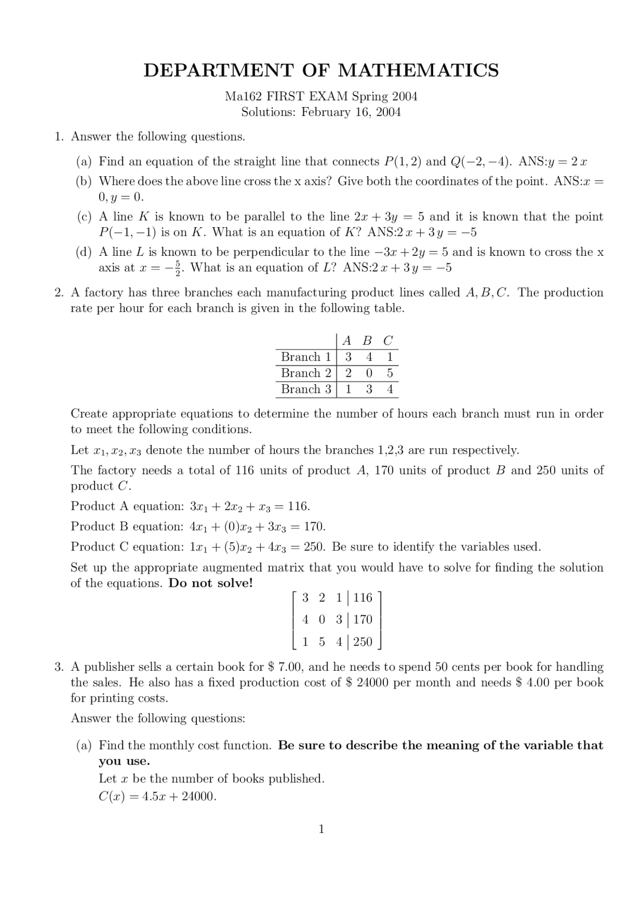 Exam 1 Questions With Solutions Finite Method And Its Applications