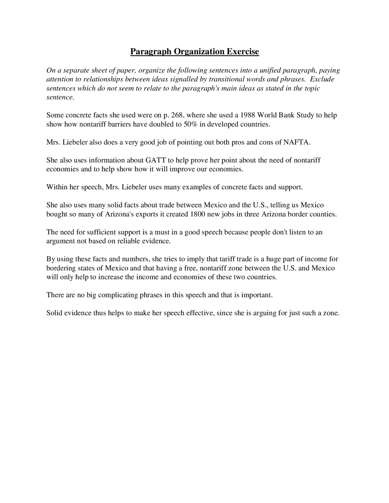 Paragraph Organization Exercise - Study Guide | ENG 104 - Docsity