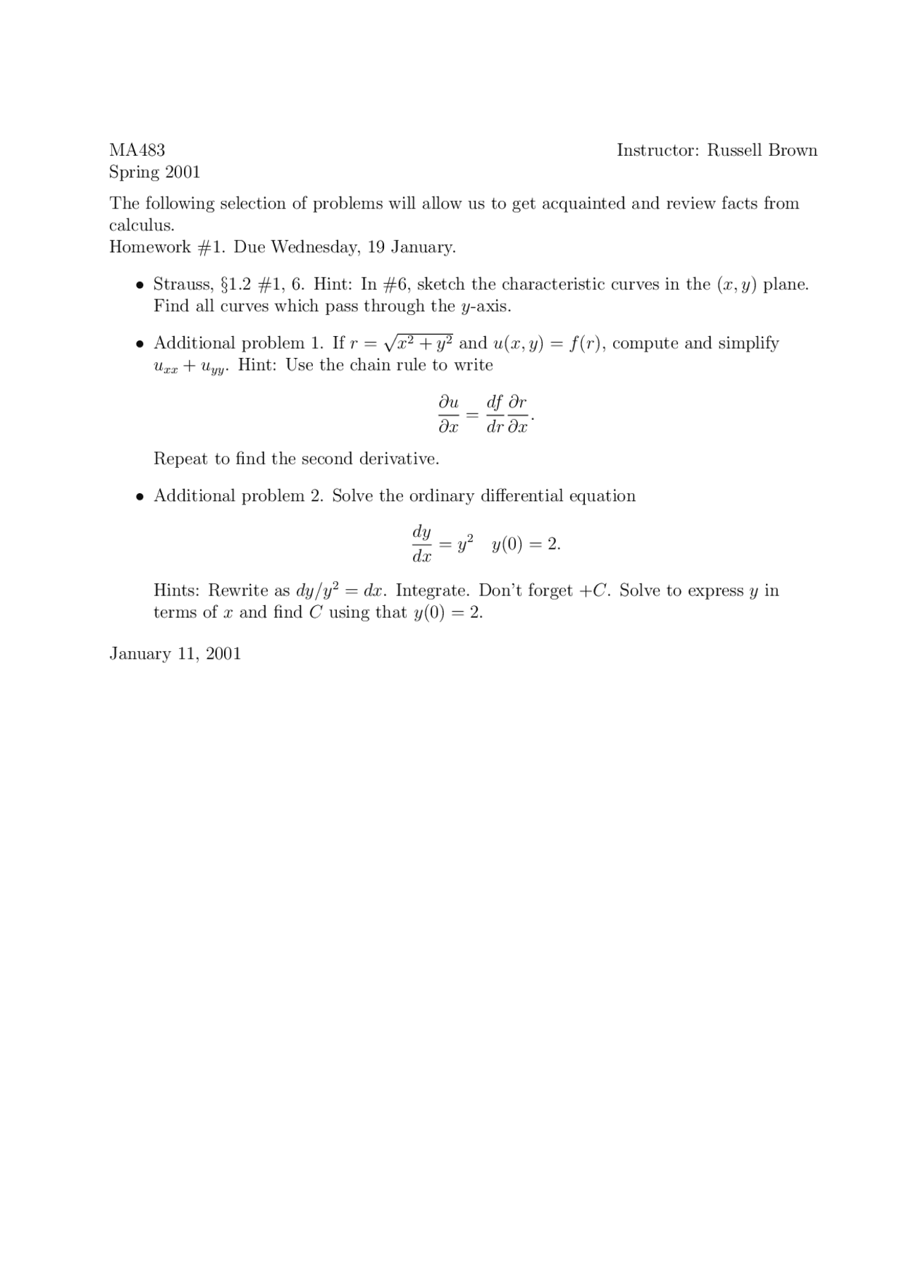 Introduction To Partial Differential Equations Assignment Questions